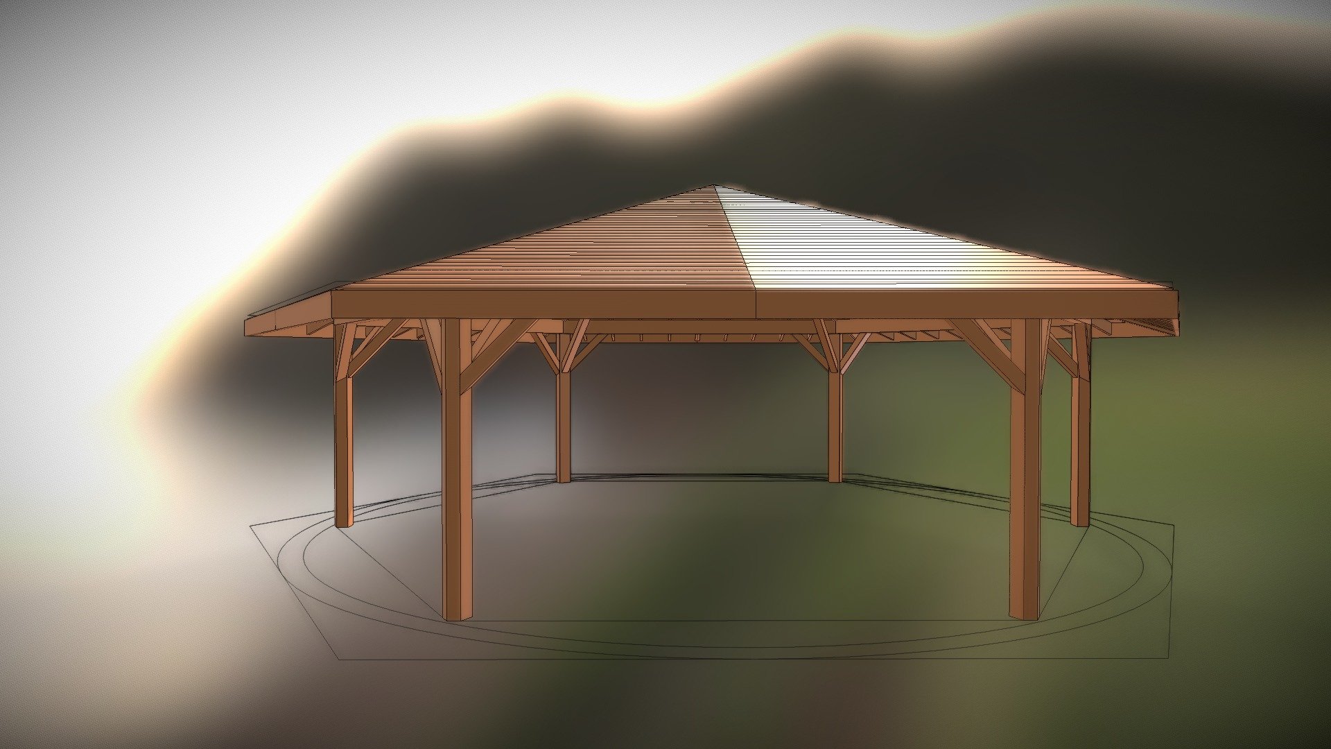 Custom Hexagonal Pavilion 40 ft - 3D model by Forever Redwood [3e02bb8 ...