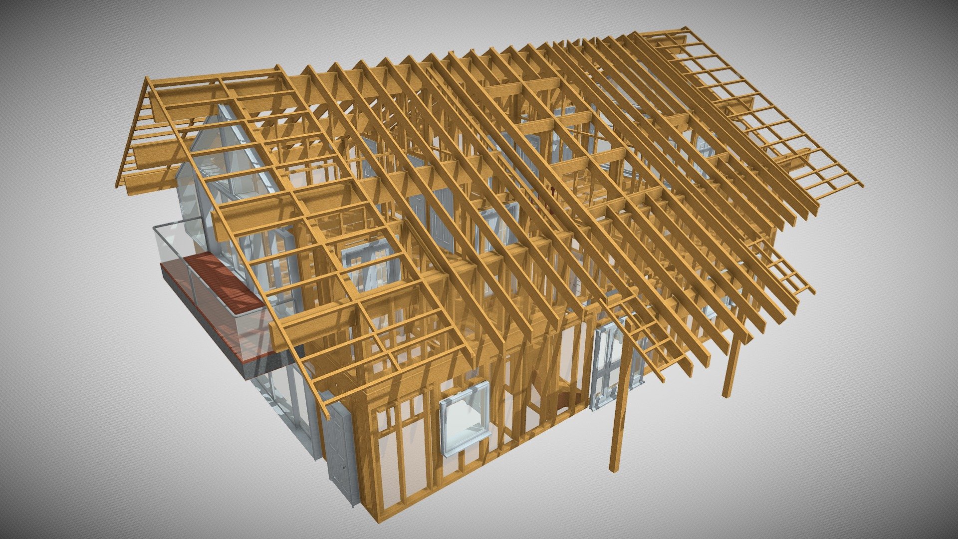 Demonstration standard house type Framing only - 3D model by ...