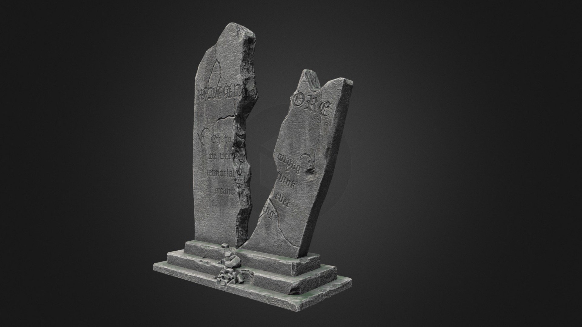 Broken Tombstone - 3D model by SMRR [3e0cf0a] - Sketchfab