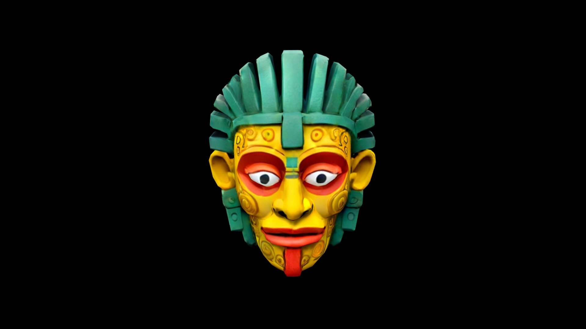 A colorful mask with bright yellow, red, and blu - Download Free 3D ...