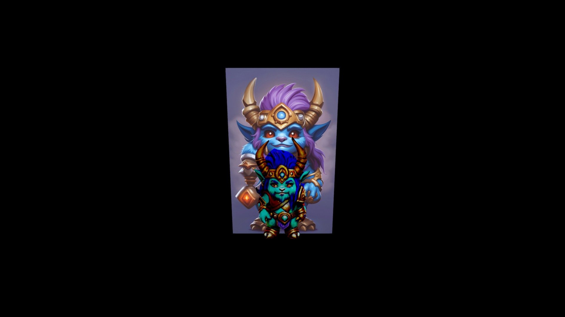 a cartoon image of a blue and purple troll with - Download Free 3D ...