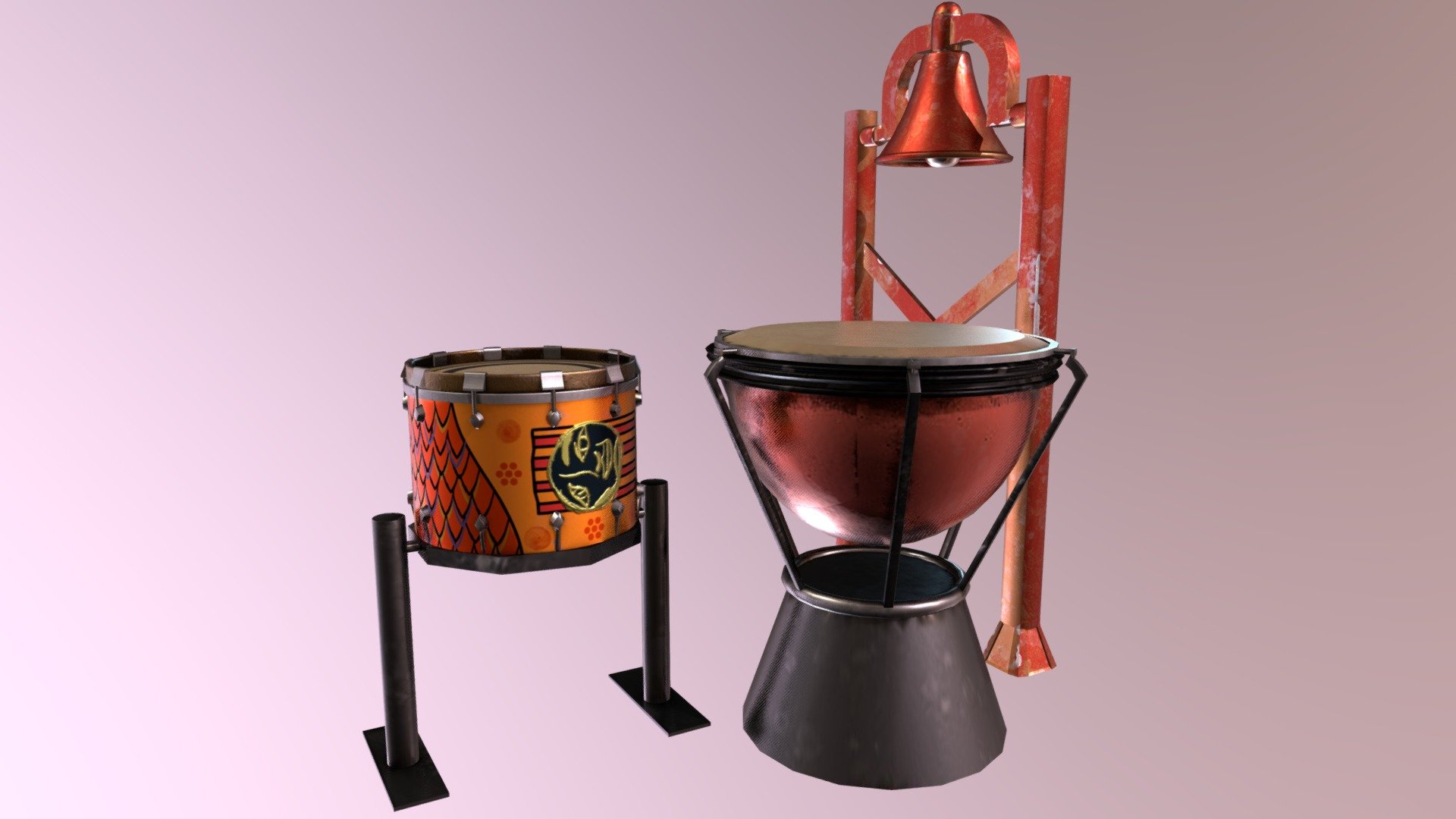 Bell and bongos. - Buy Royalty Free 3D model by ALPHAEMON [3e2ab78 ...
