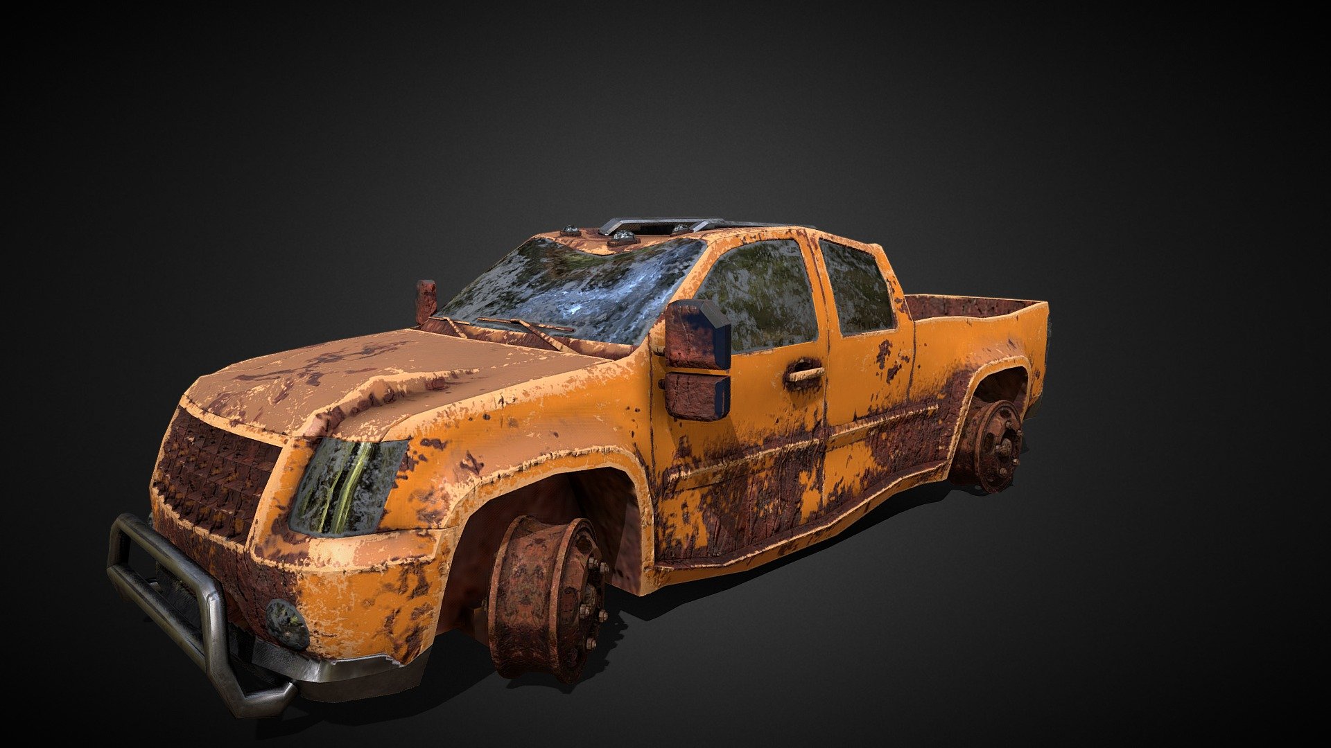 Post-Apocalyptic Abandoned Pickup Truck Low Poly - Buy Royalty Free 3D ...