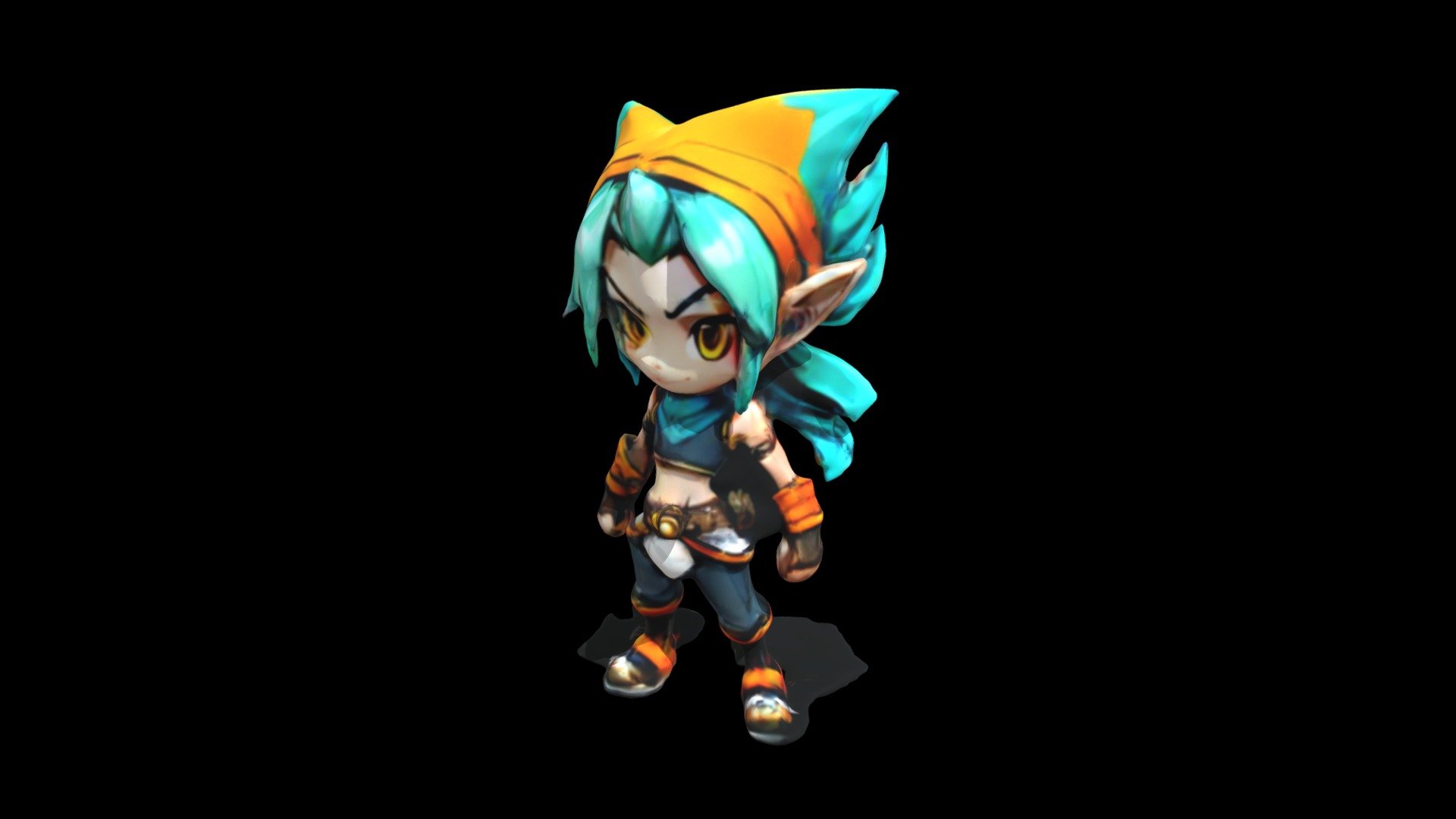 a cartoon character with green hair and orang - Download Free 3D model ...