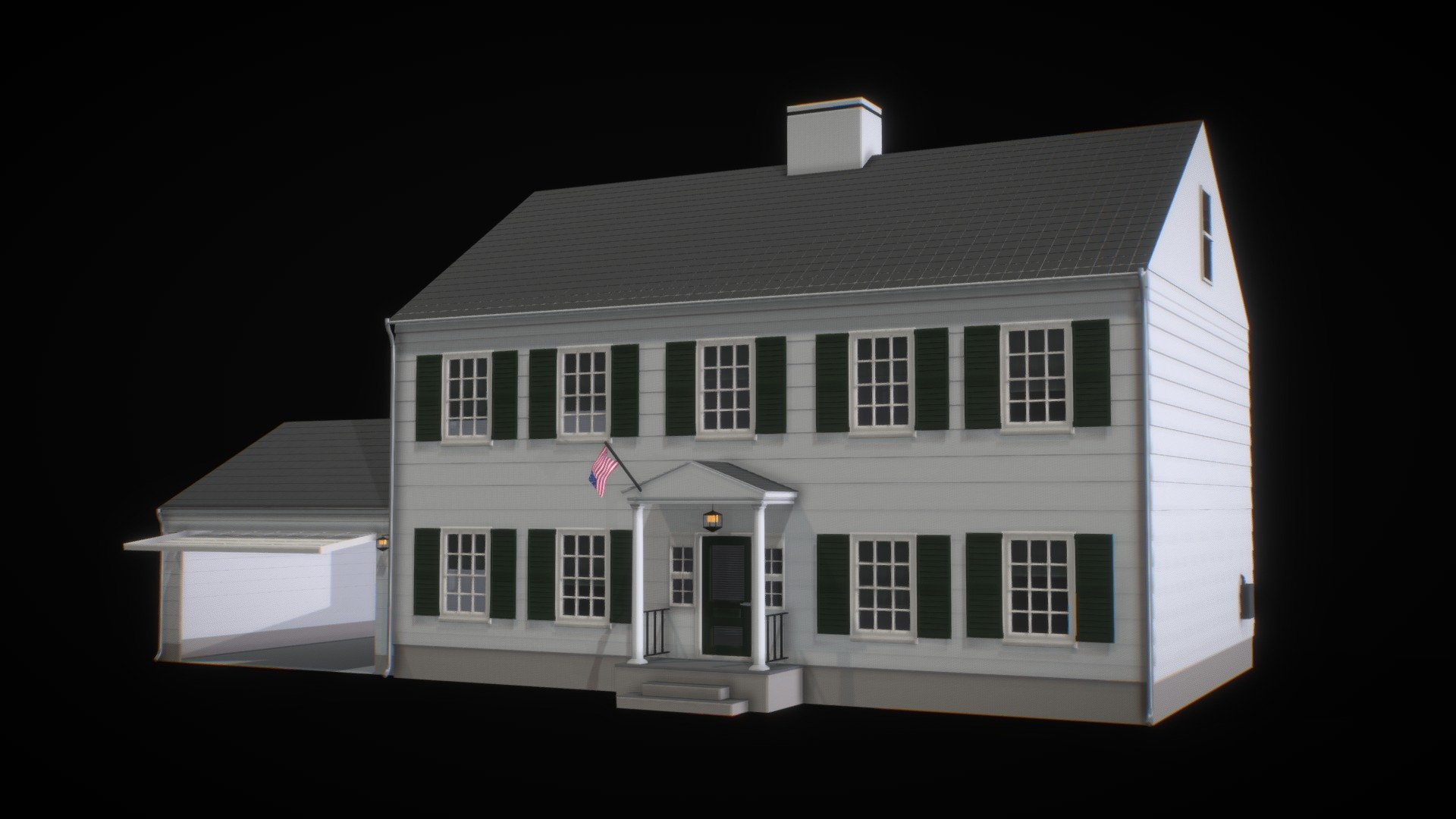 American Colonial house - Download Free 3D model by Blue3D ...