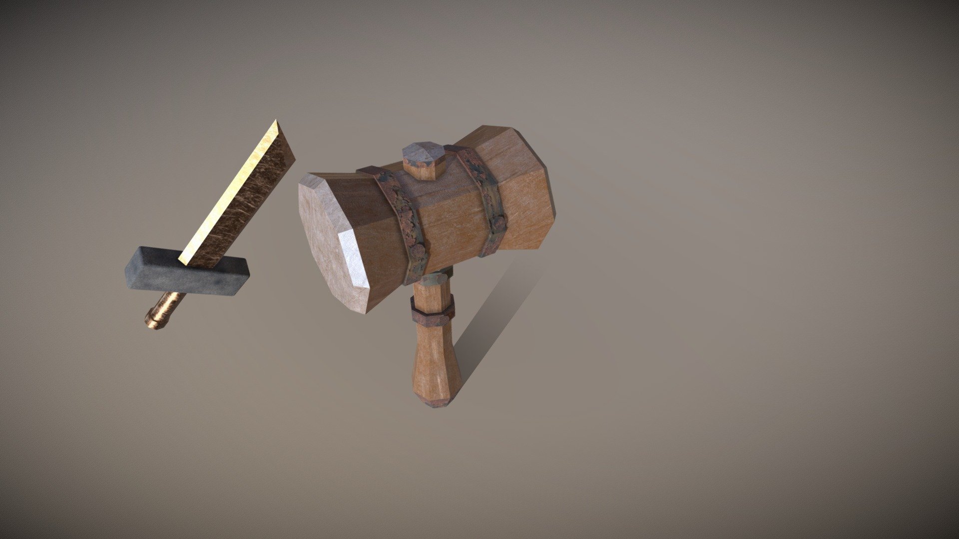 Low Poly hammer and Sword - 3D model by R2 (@artojtervonen) [3e75490 ...