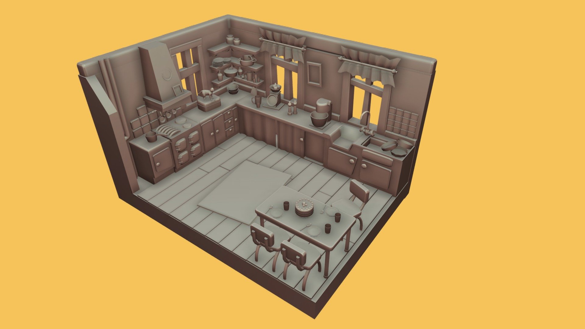 Stylized kitchen - Download Free 3D model by IBorealisI [3e78412 ...