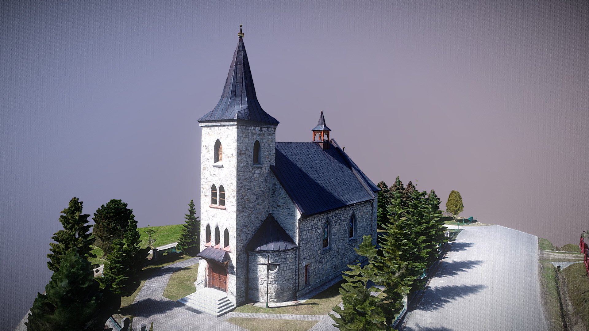 Węglówka, church and surroundings, HQ - Buy Royalty Free 3D model by ...