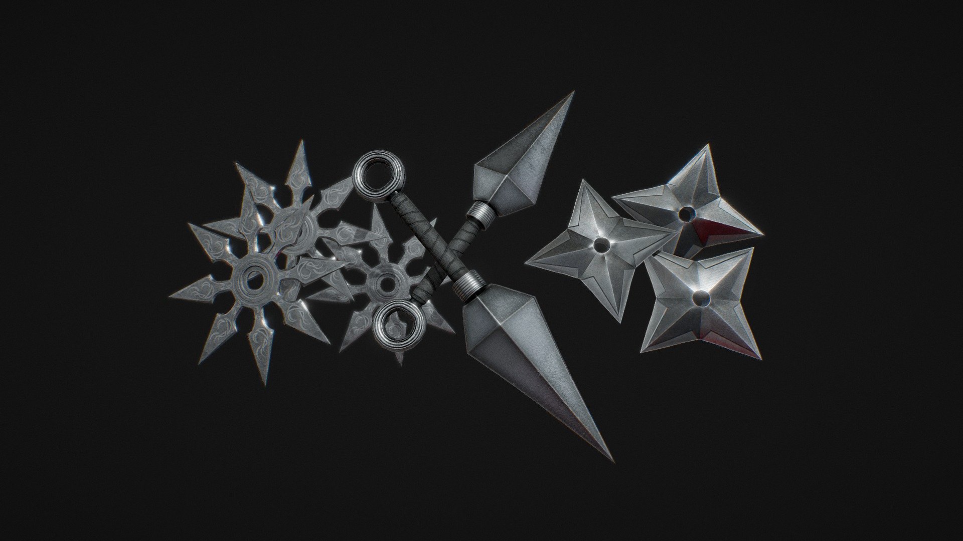 Ninja Weapons (Ninja Stars and Kunai) - Buy Royalty Free 3D model by ...