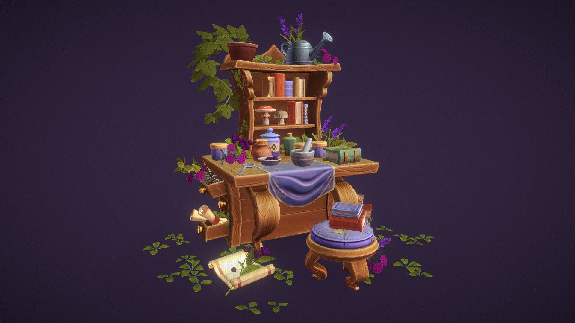 Herbalist desk - 3D model by LissaDixon [3e950d2] - Sketchfab