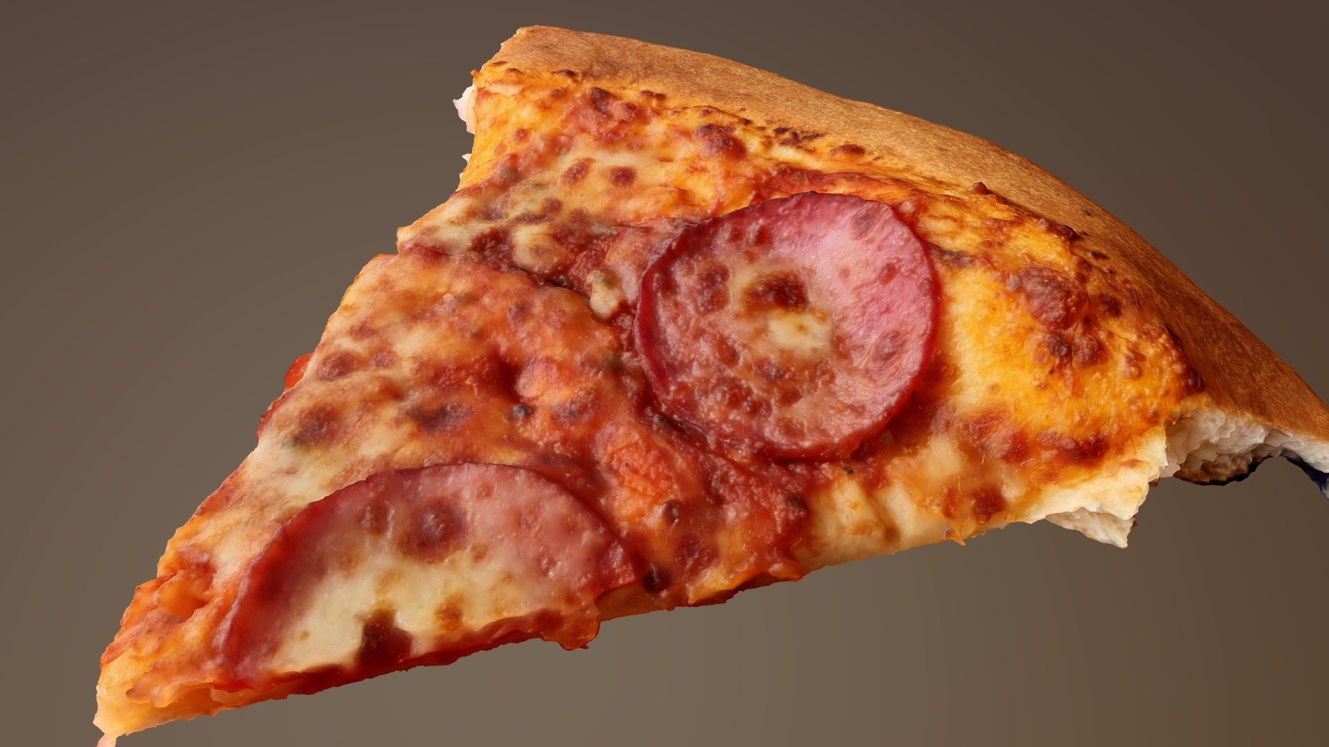 Thick crust pizza slice with cheese and salami - Buy Royalty Free 3D model by BodikeHun [3e9853e ...