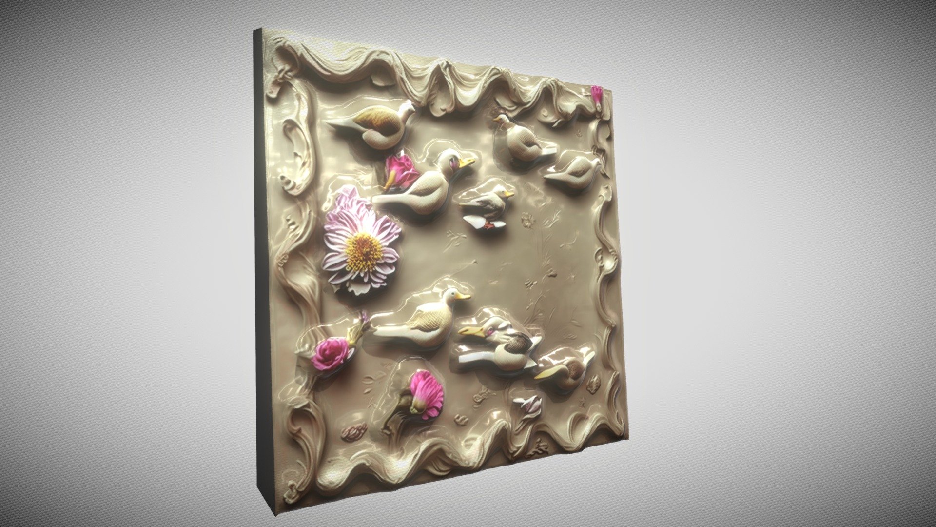 Ducks wall Relief sculpture - Buy Royalty Free 3D model by Dominic ...
