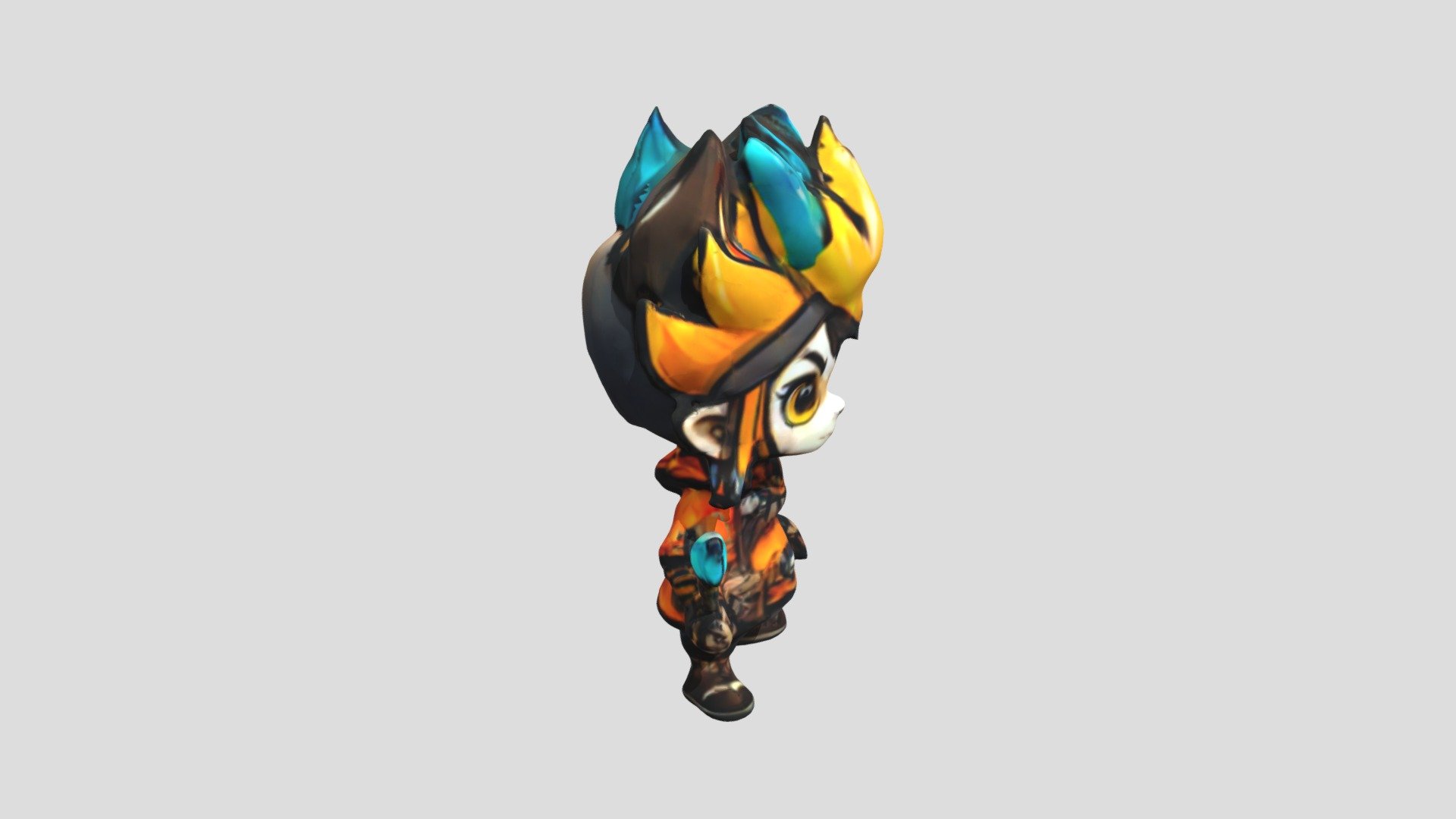 a sticker of a cartoon character holding a wa - Download Free 3D model ...