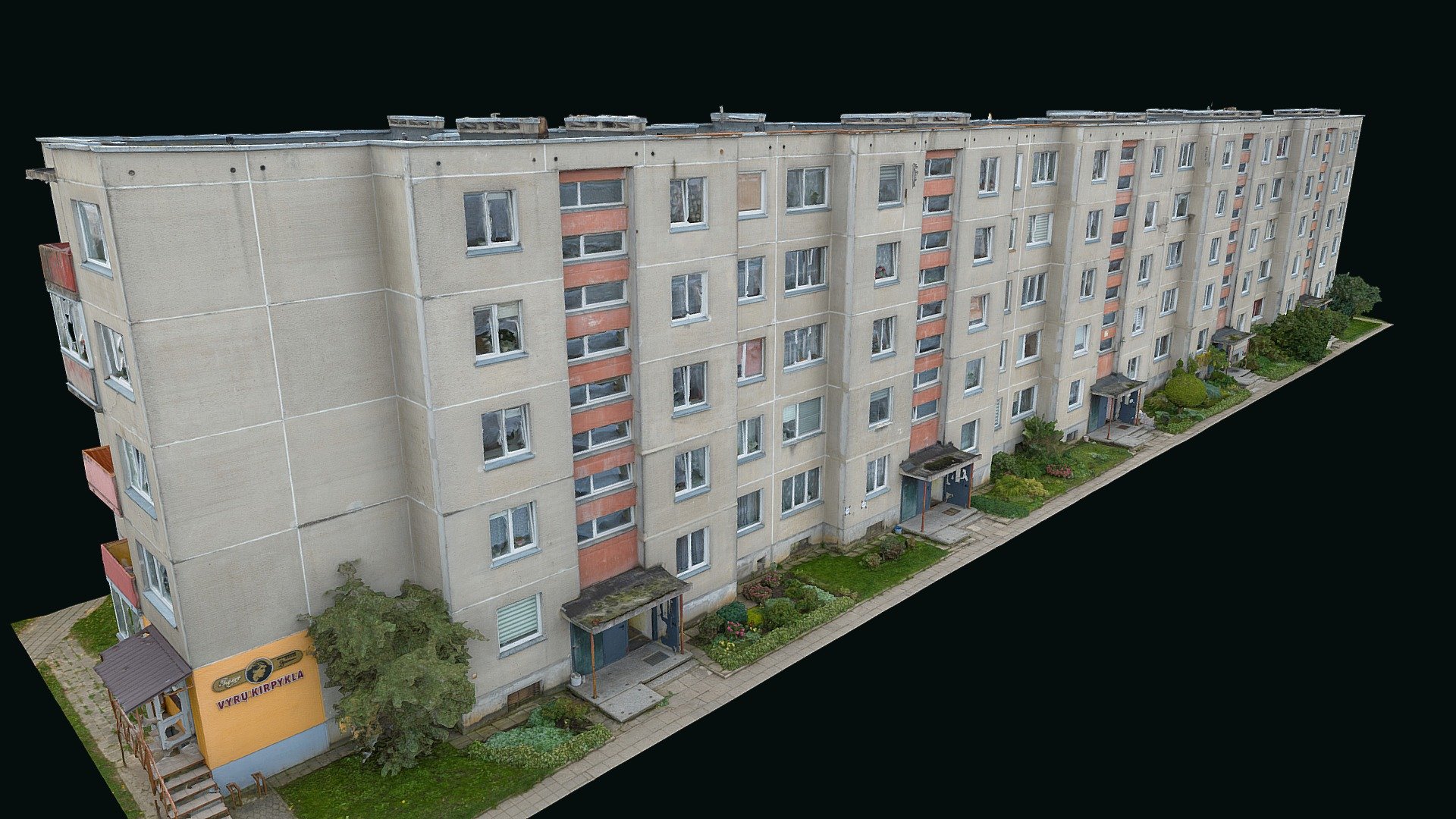 V Floor apartment building before renovation - Buy Royalty Free 3D ...