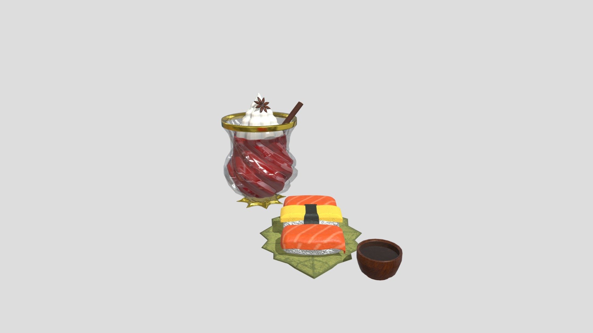 Sushi and Drink Textured - 3D model by drakemandeville [3ebf952 ...