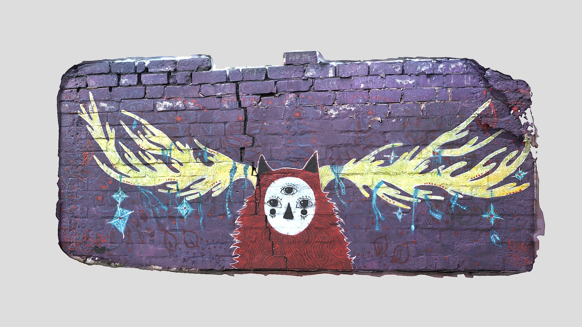 Brick wall with graffiti - 3D model by obi_artsy [3ec5ade] - Sketchfab