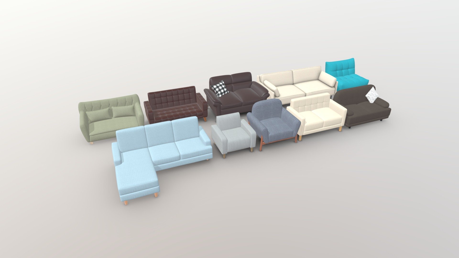 Sofa Pack | Blender-UE5-C4D-3DS-max | 2 - Buy Royalty Free 3D model by ...