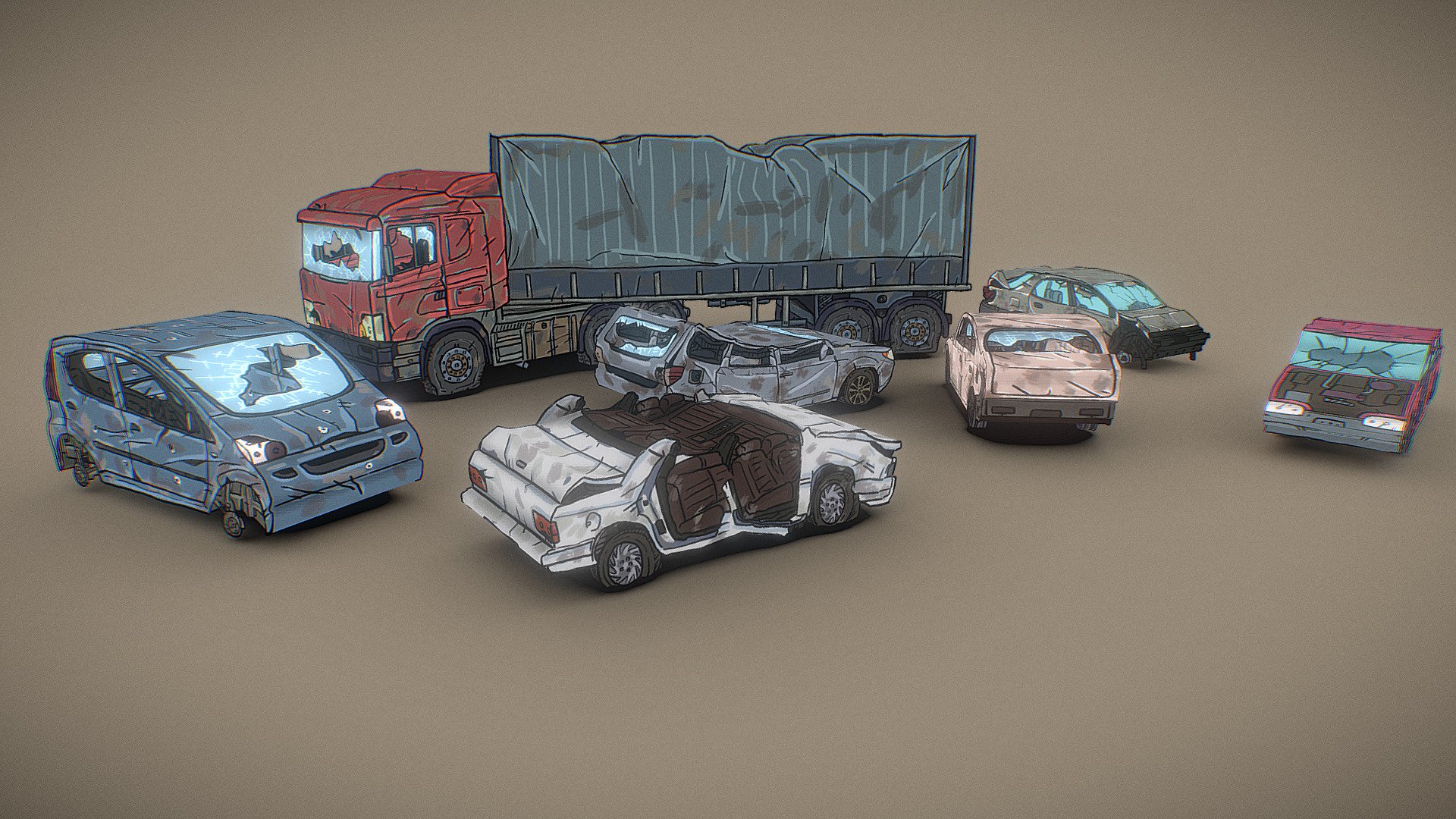 cars post-apocalypse - 3D model by Vladislav Barzo (@penguine_stepka ...
