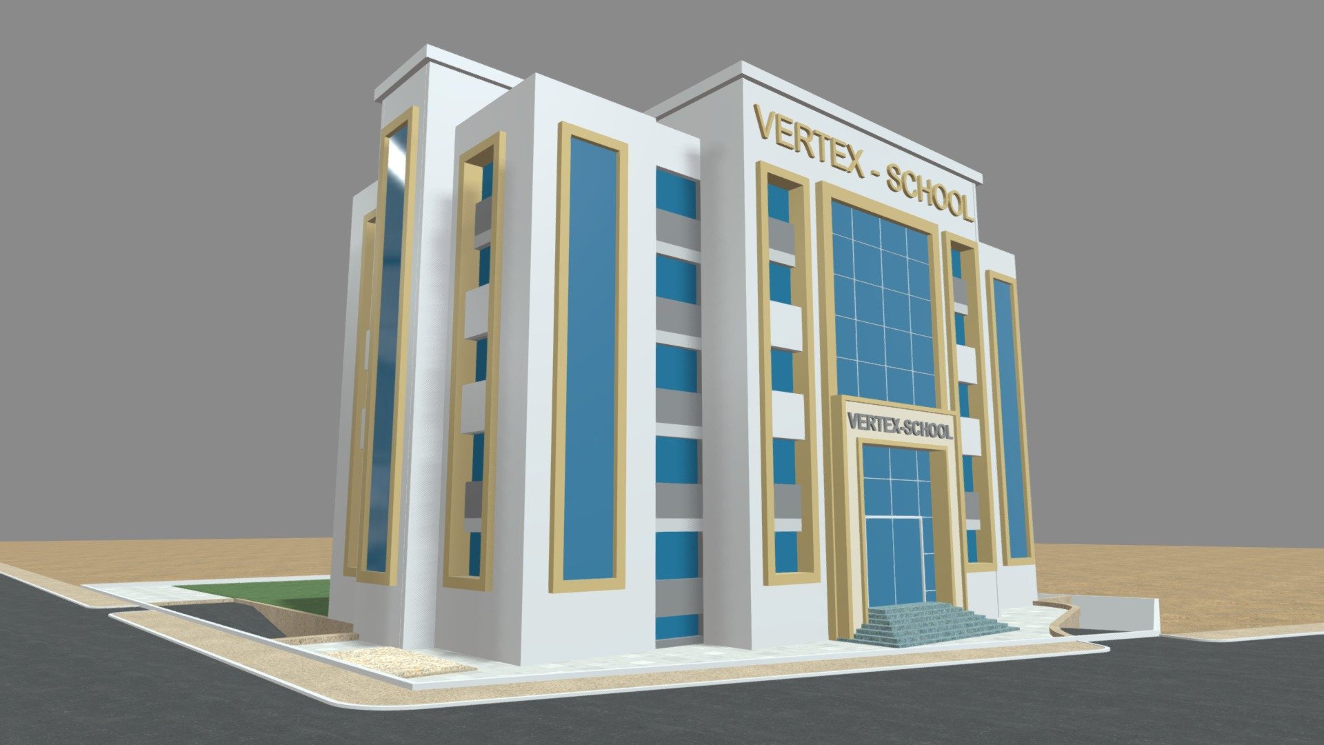0205 - Modern School Building - Buy Royalty Free 3D model by Vertex ...