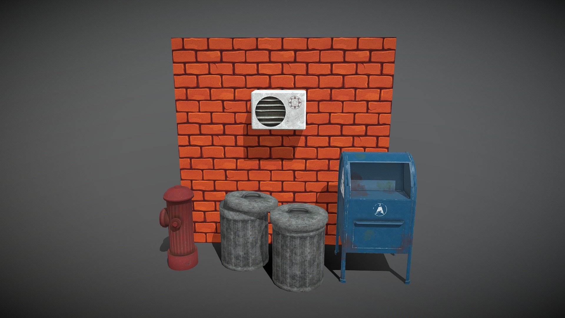 Stylized city street props lowpoly game asset - Buy Royalty Free 3D ...