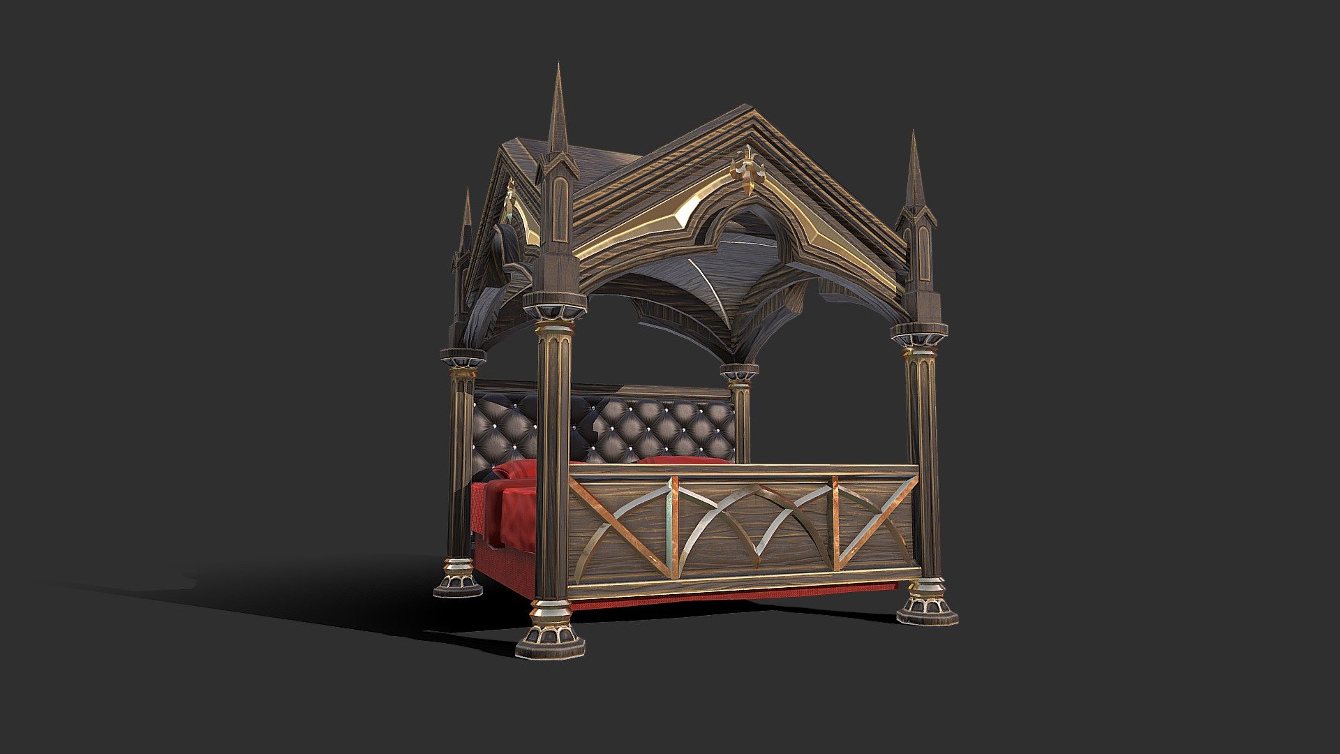 Client Project - Gothic Furniture - Bed - WIP - 3D model by ...