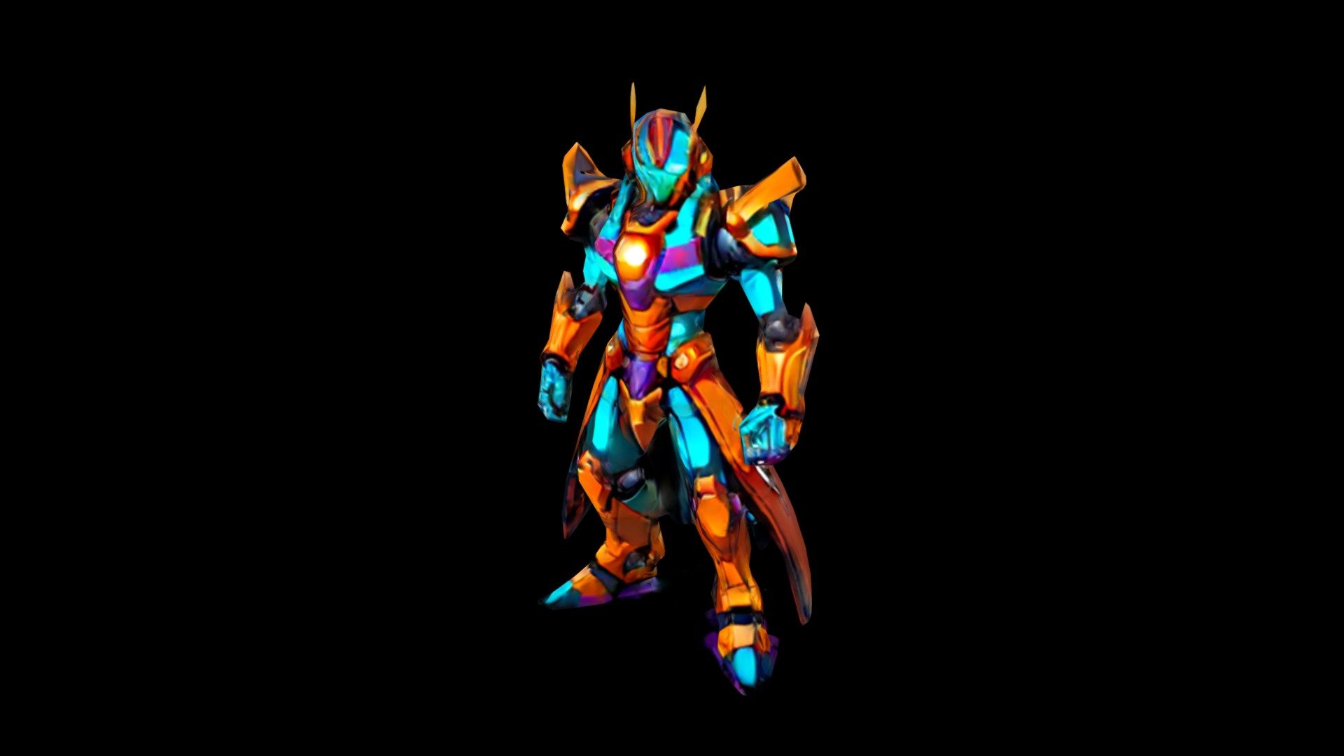 Armored figure in shades of orange and blue. - Download Free 3D model ...