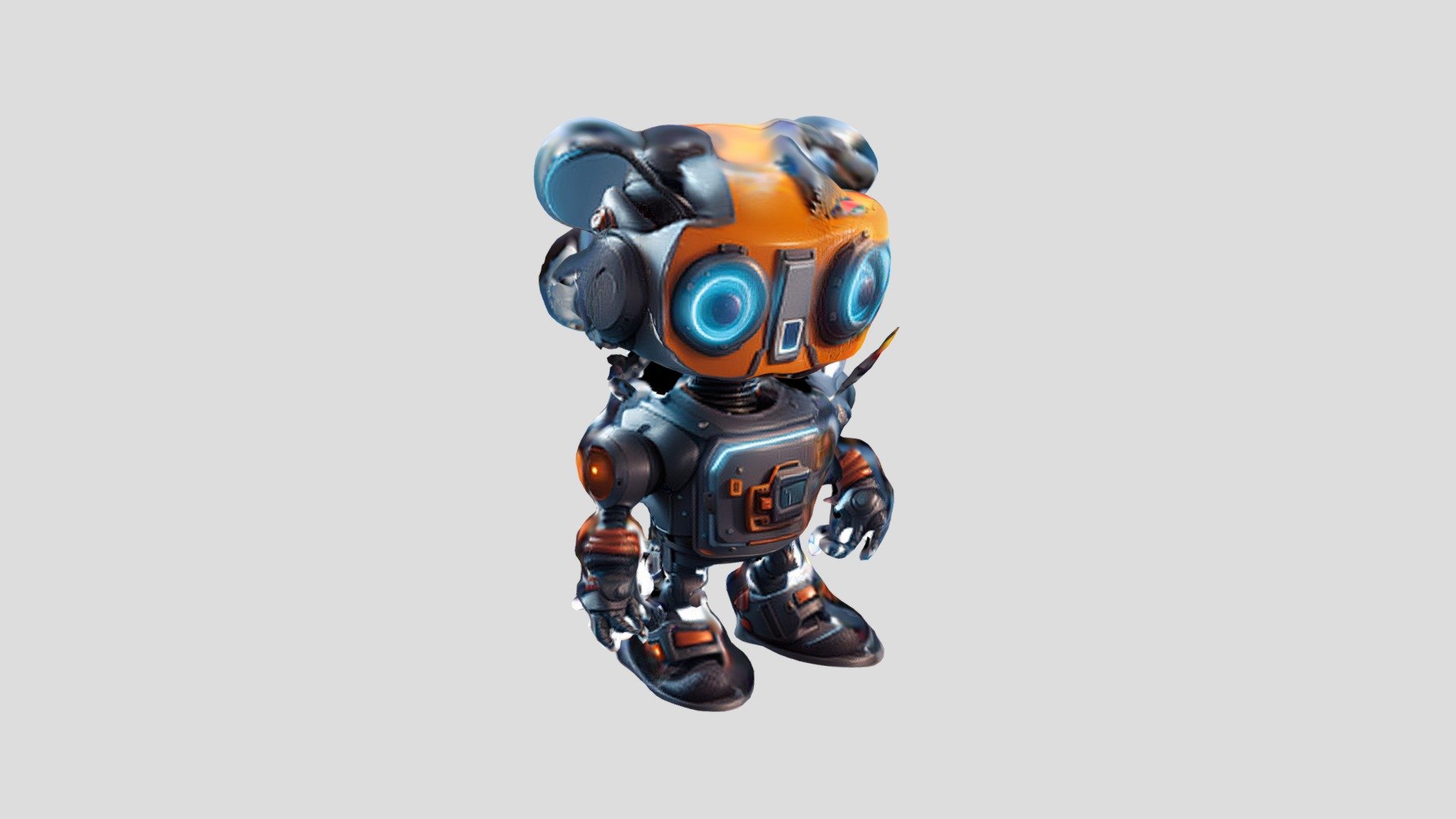 Orange and Black Robot with Blue Eyes An oran - Download Free 3D model ...