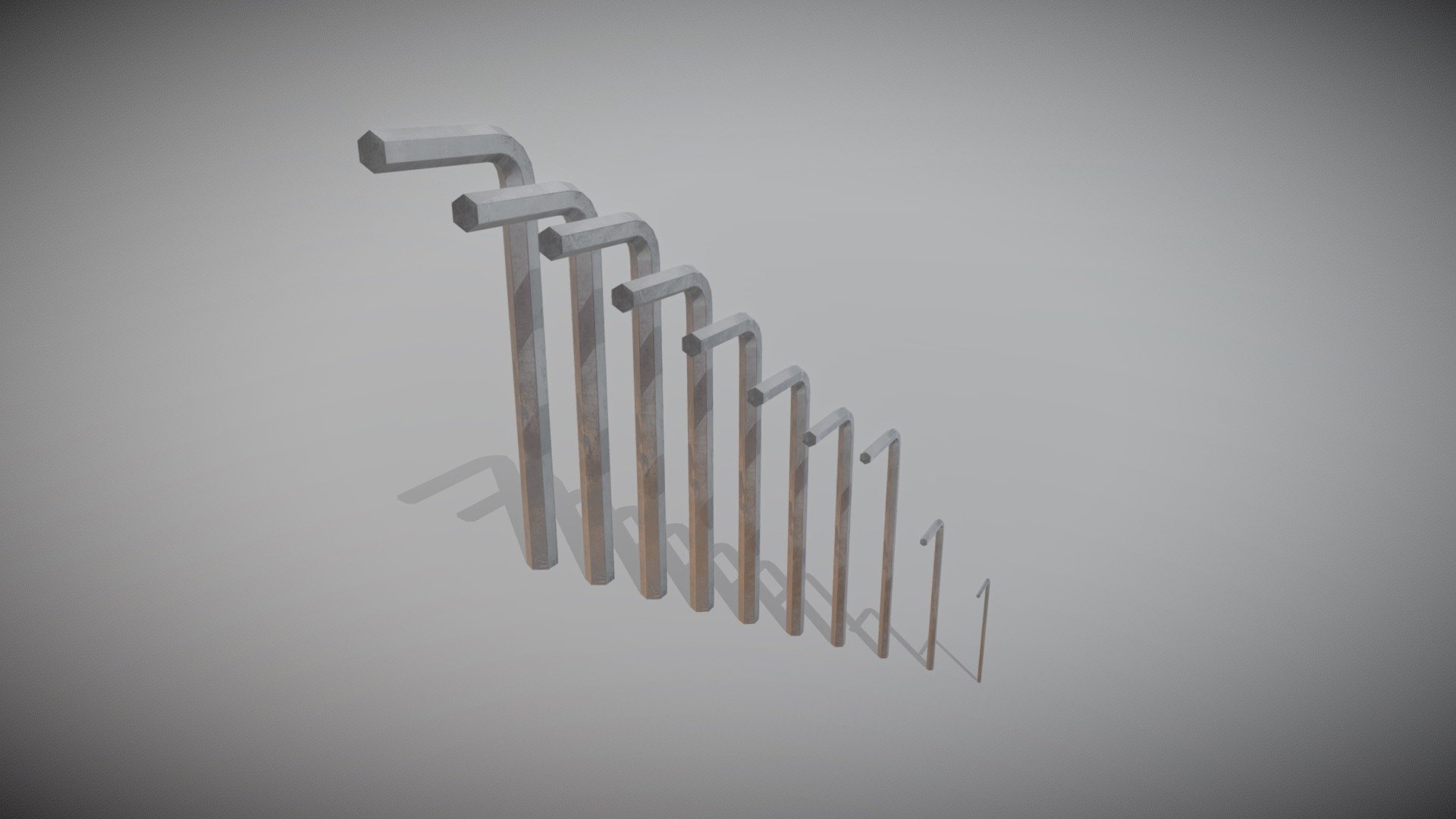 Allen Key Set 1 - 10 mm Stained Steel AR VR PBR - Buy Royalty Free 3D ...