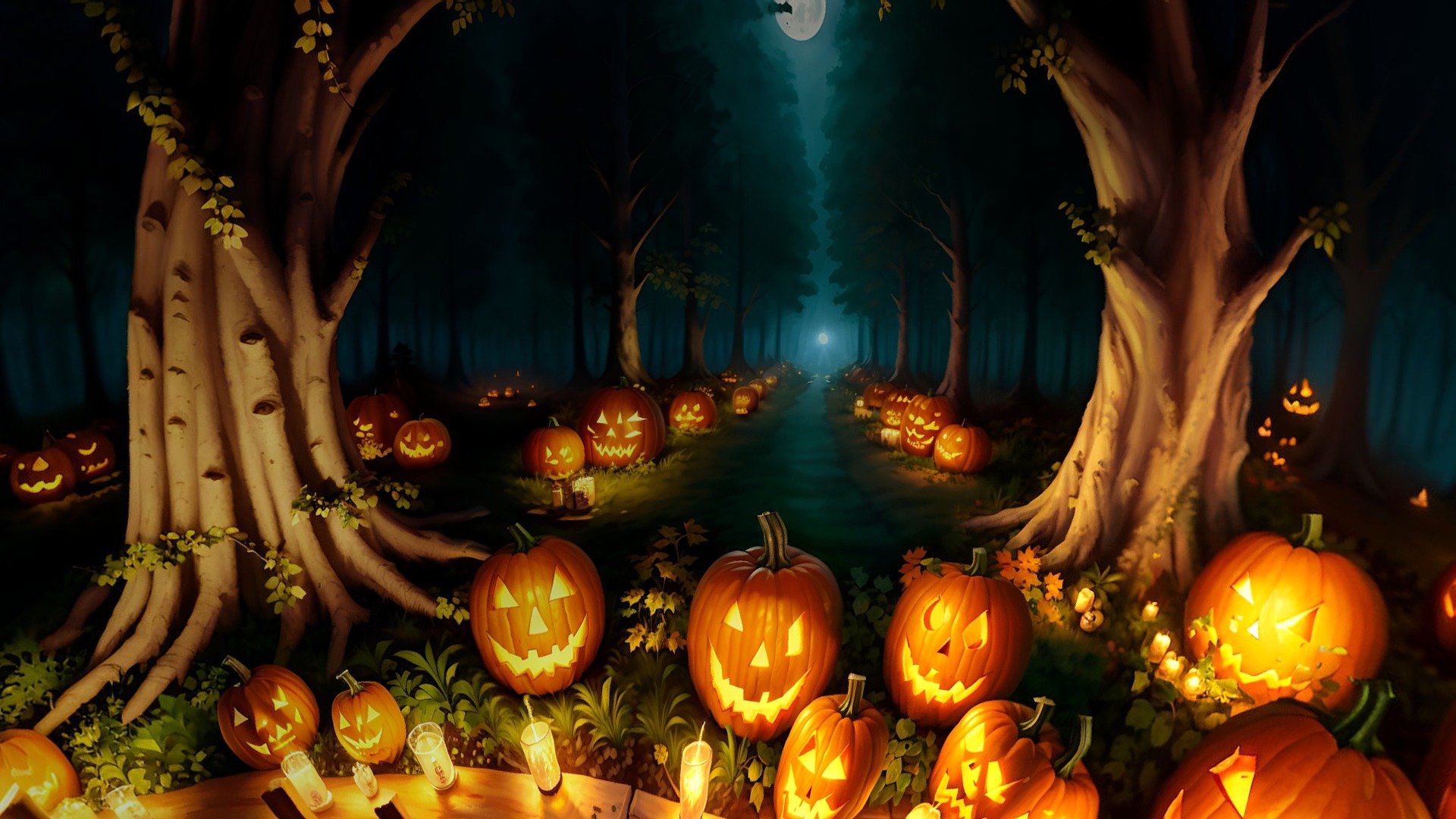 "Spooky Halloween with pumpkin forest" - Buy Royalty Free 3D model by ...