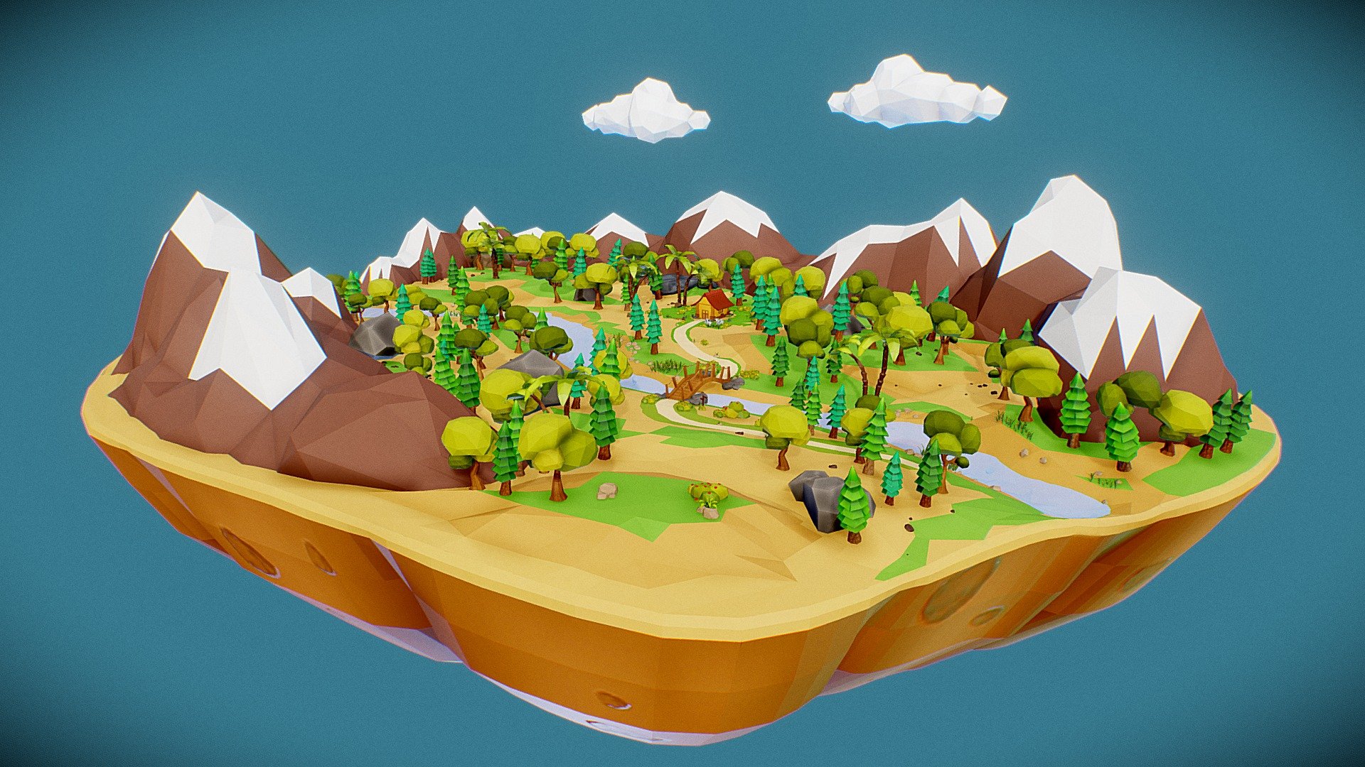 Low-poly Landscape Model - Game Environment - 3D model by Polymator ...