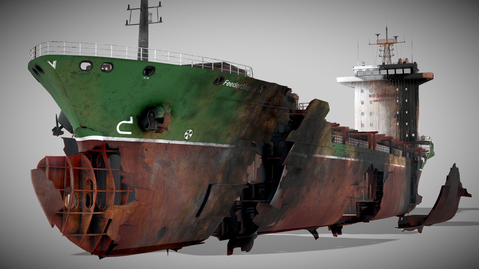 Burned and destroyed ship - Buy Royalty Free 3D model by IgYerm (@IgorYerm) [3f6cc9d ...