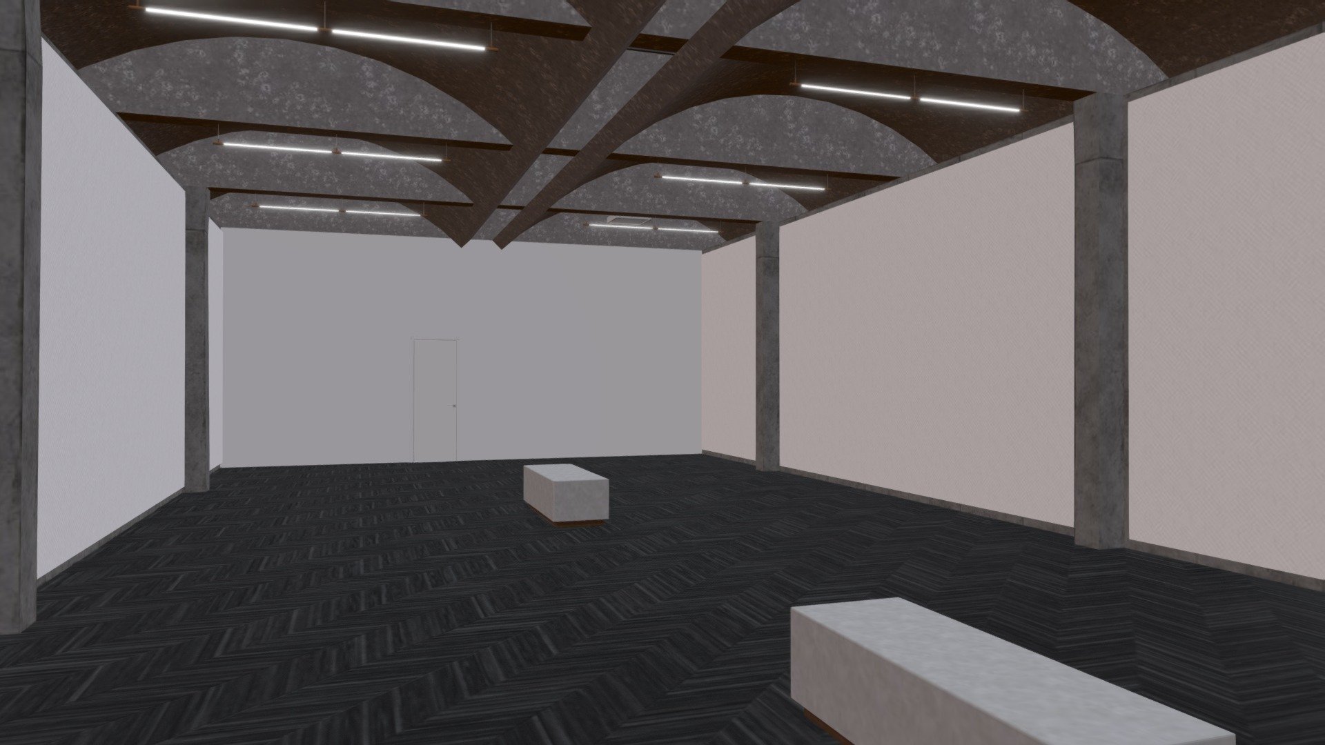 VR Gallery with Curved Concrete Ceiling - Download Free 3D model by ...