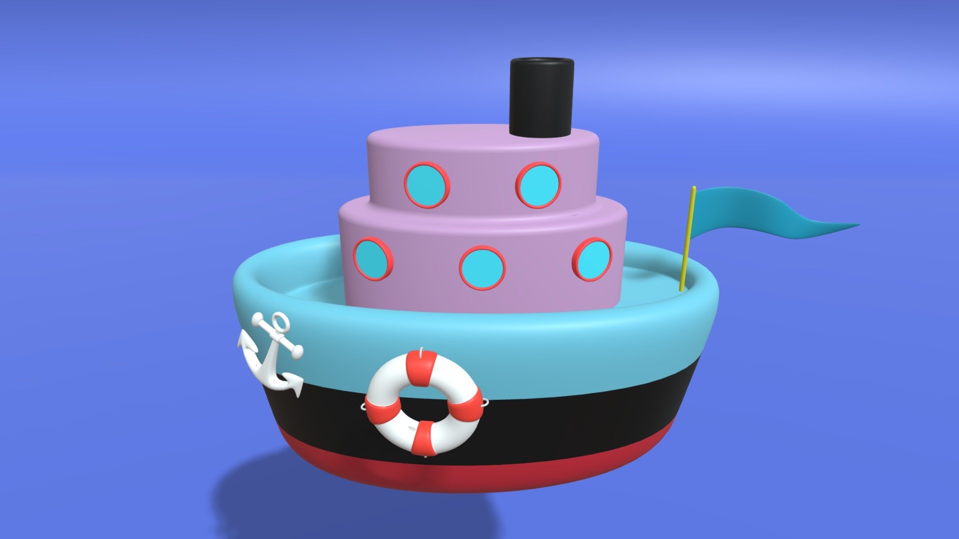 Cartoon Cute Ship Boat - Buy Royalty Free 3D model by Philip Storm ...