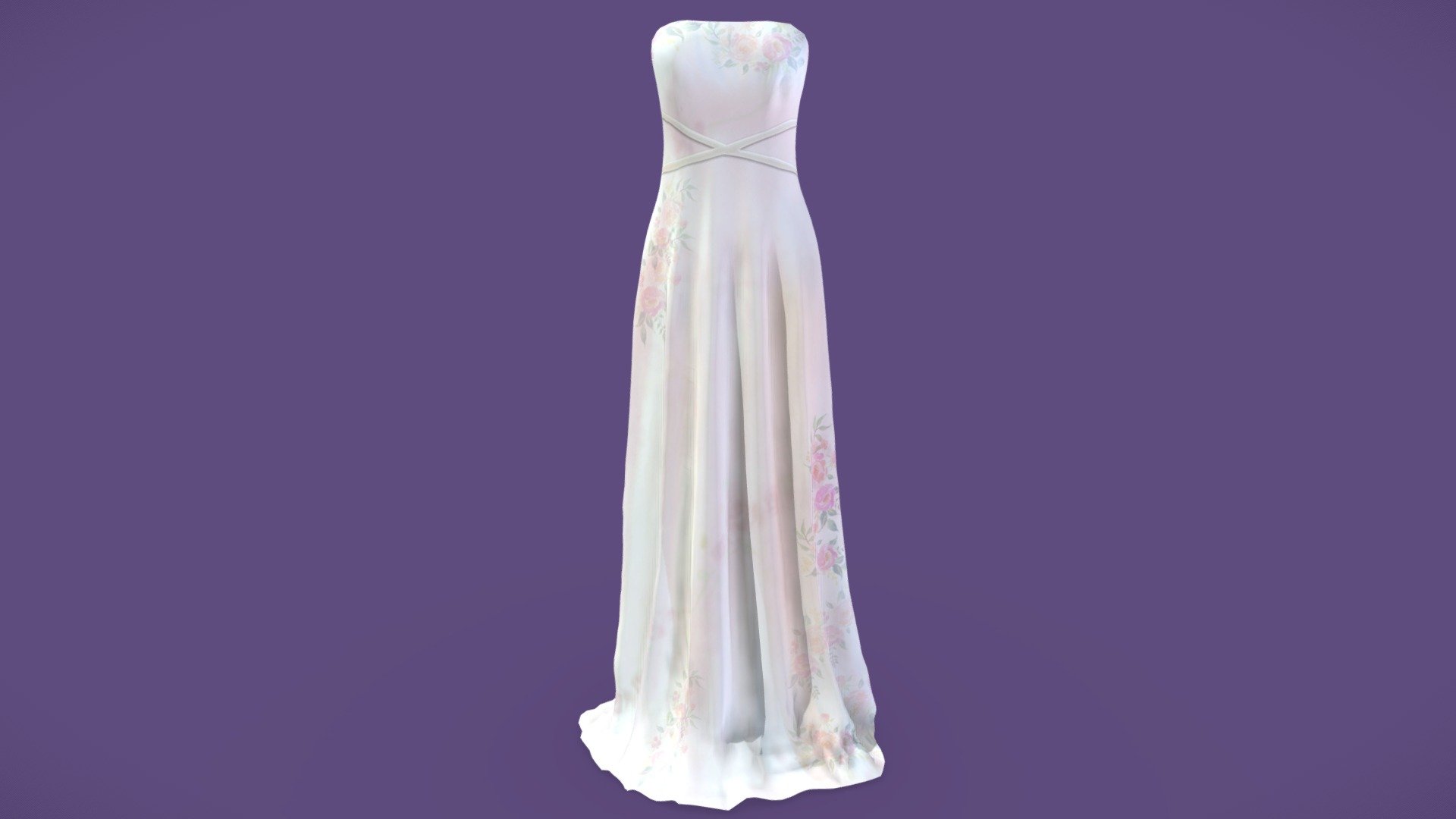 Flower Patterns Strapless Long Spring Dress - Buy Royalty Free 3D model ...
