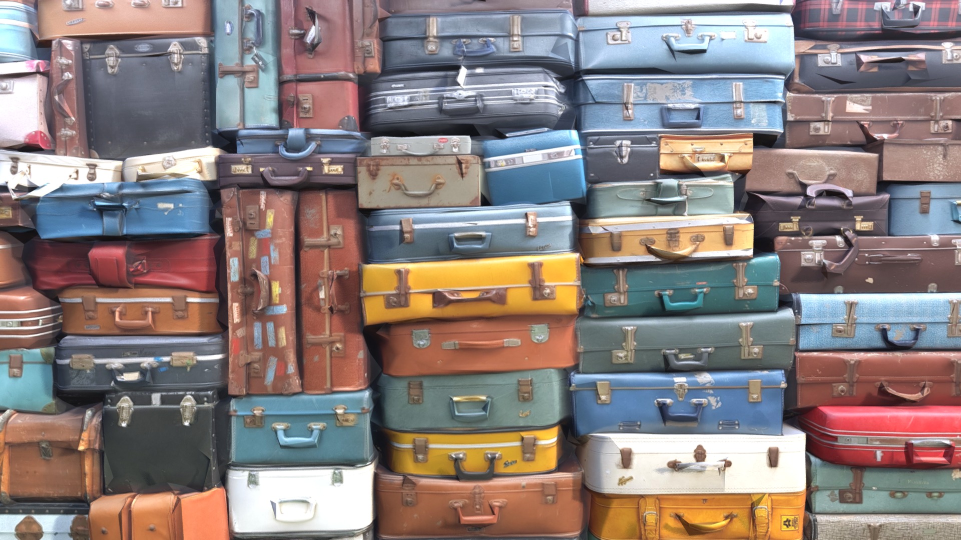 Retro Suitcase Wall - 3D model by 3DWALKABOUT [3f9edb4] - Sketchfab