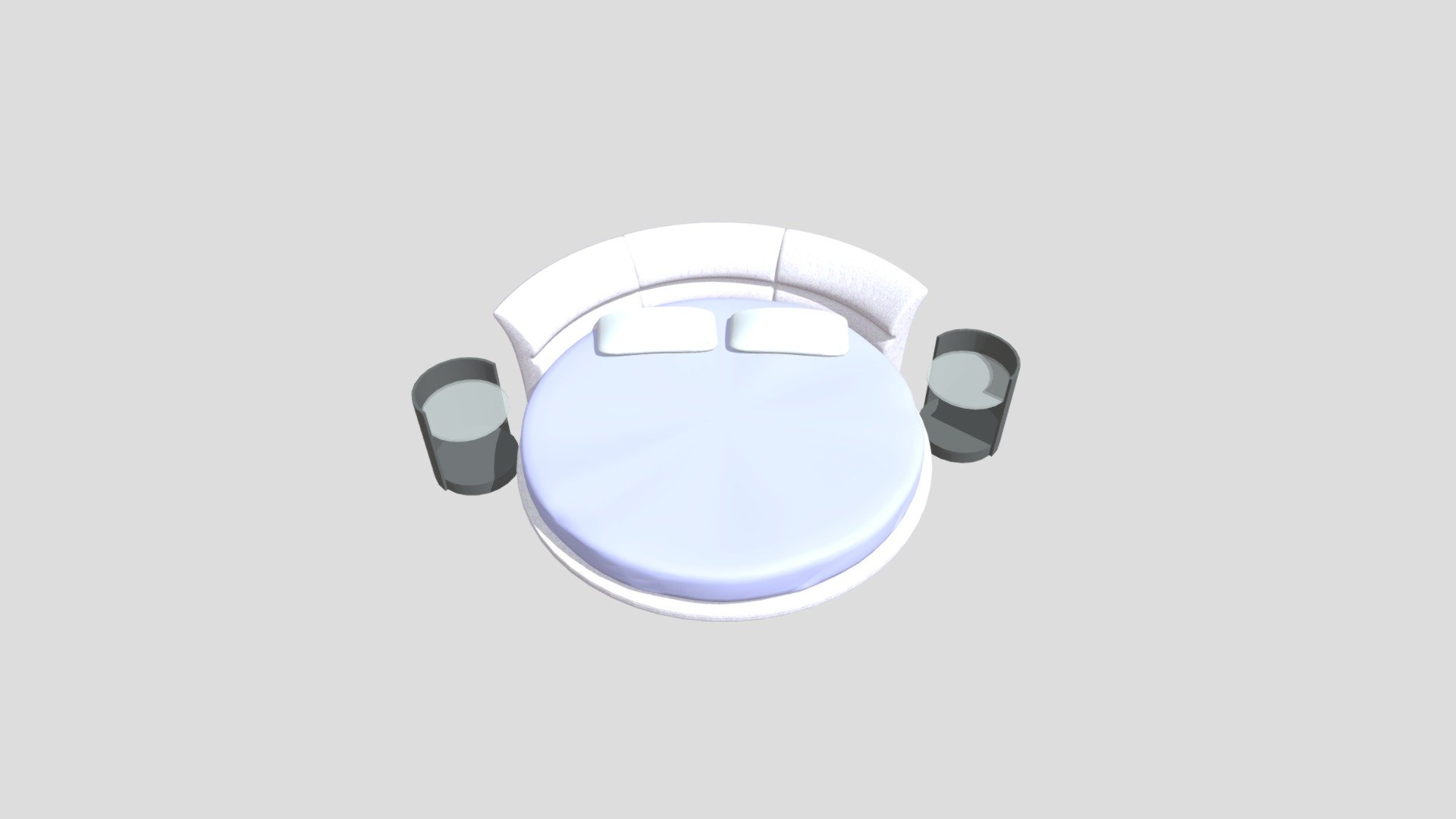 Round bed with round black bedside tables - Download Free 3D model by ...