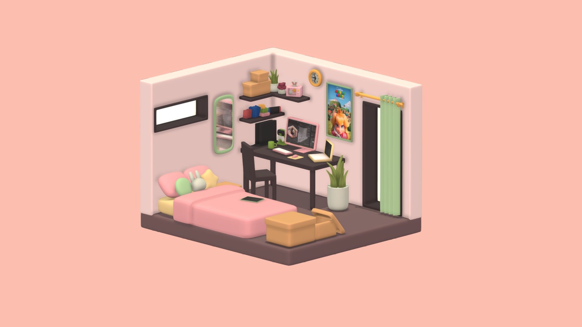 Cute Bedroom - 3D model by zedelani [3fe7db8] - Sketchfab