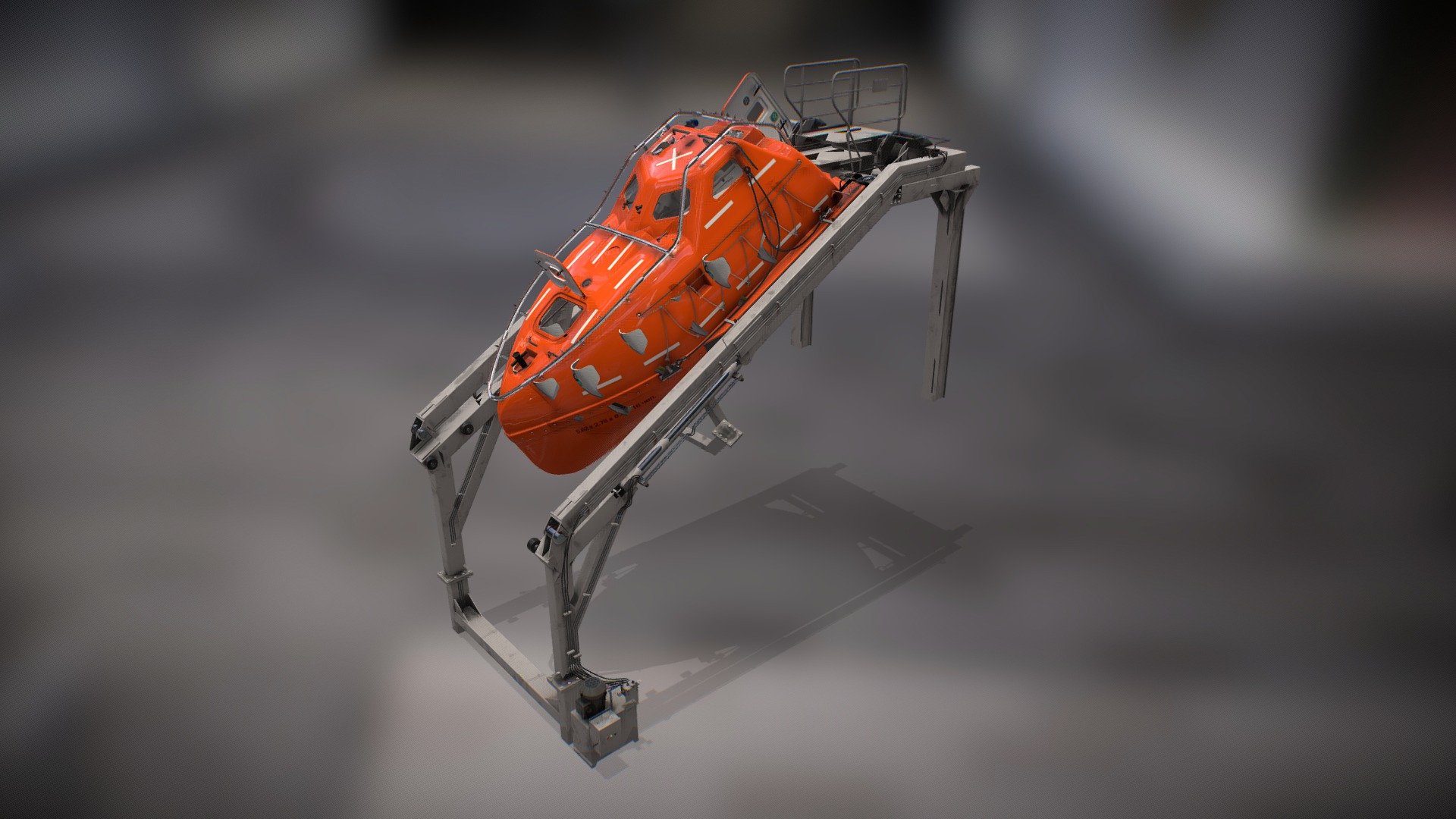 freefall lifeboat with platform - 3D model by ShipSIM [3fea25e] - Sketchfab