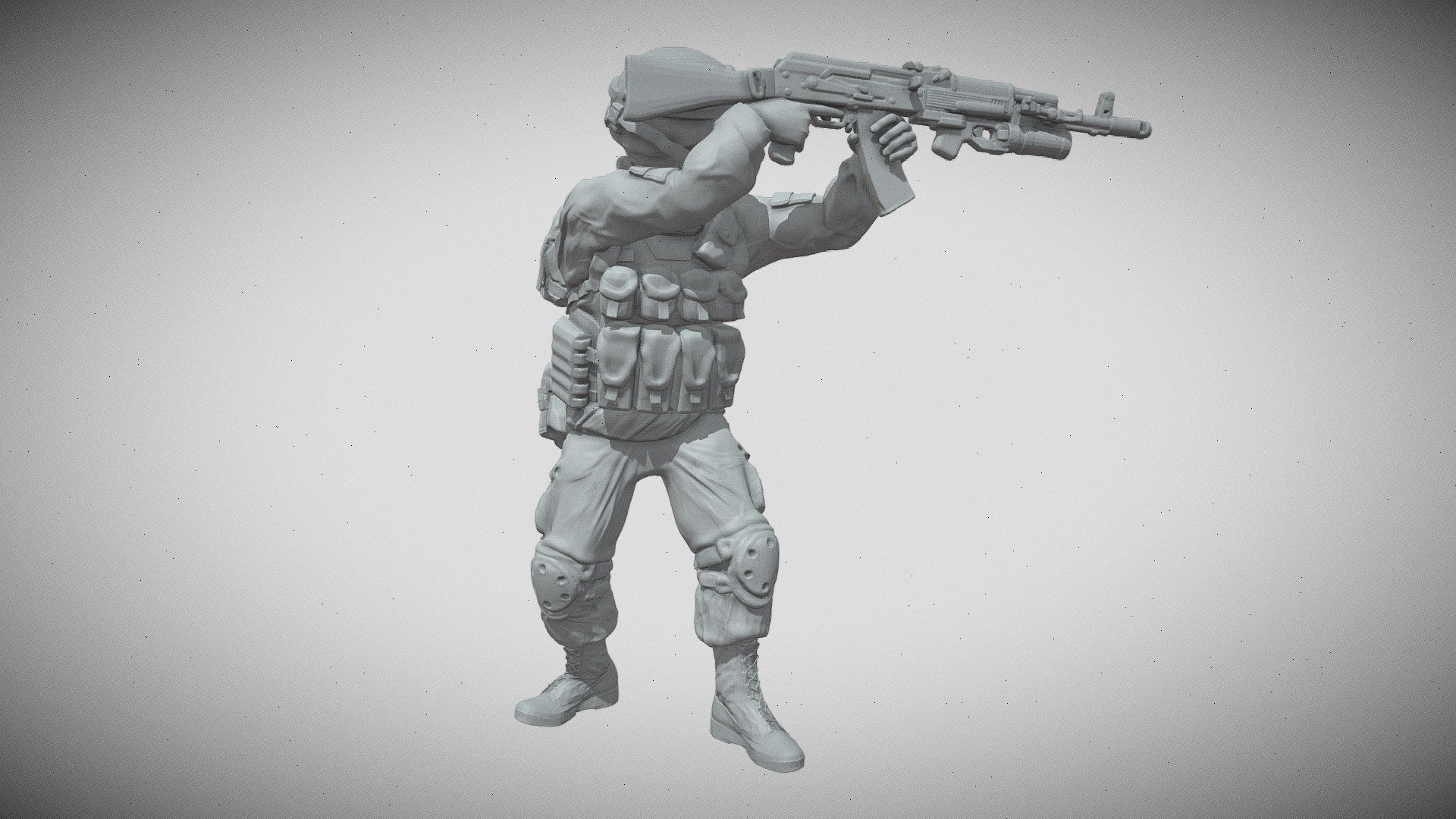 Russian soldier with AK-74+ gp-30 - 3D model by AQUILA miniatures ...