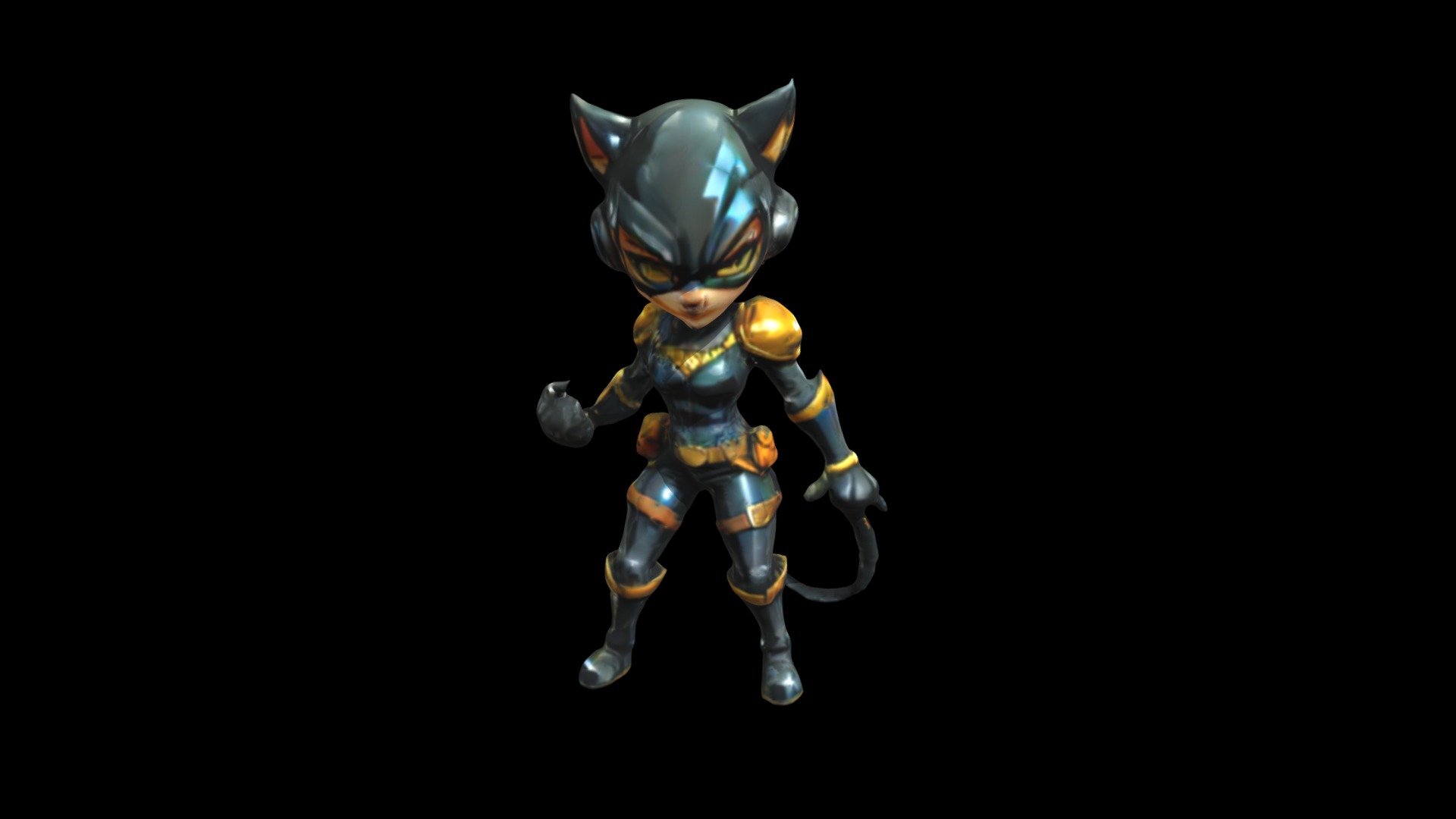 a cartoon drawing of a woman in a cat suit - Download Free 3D model by ...