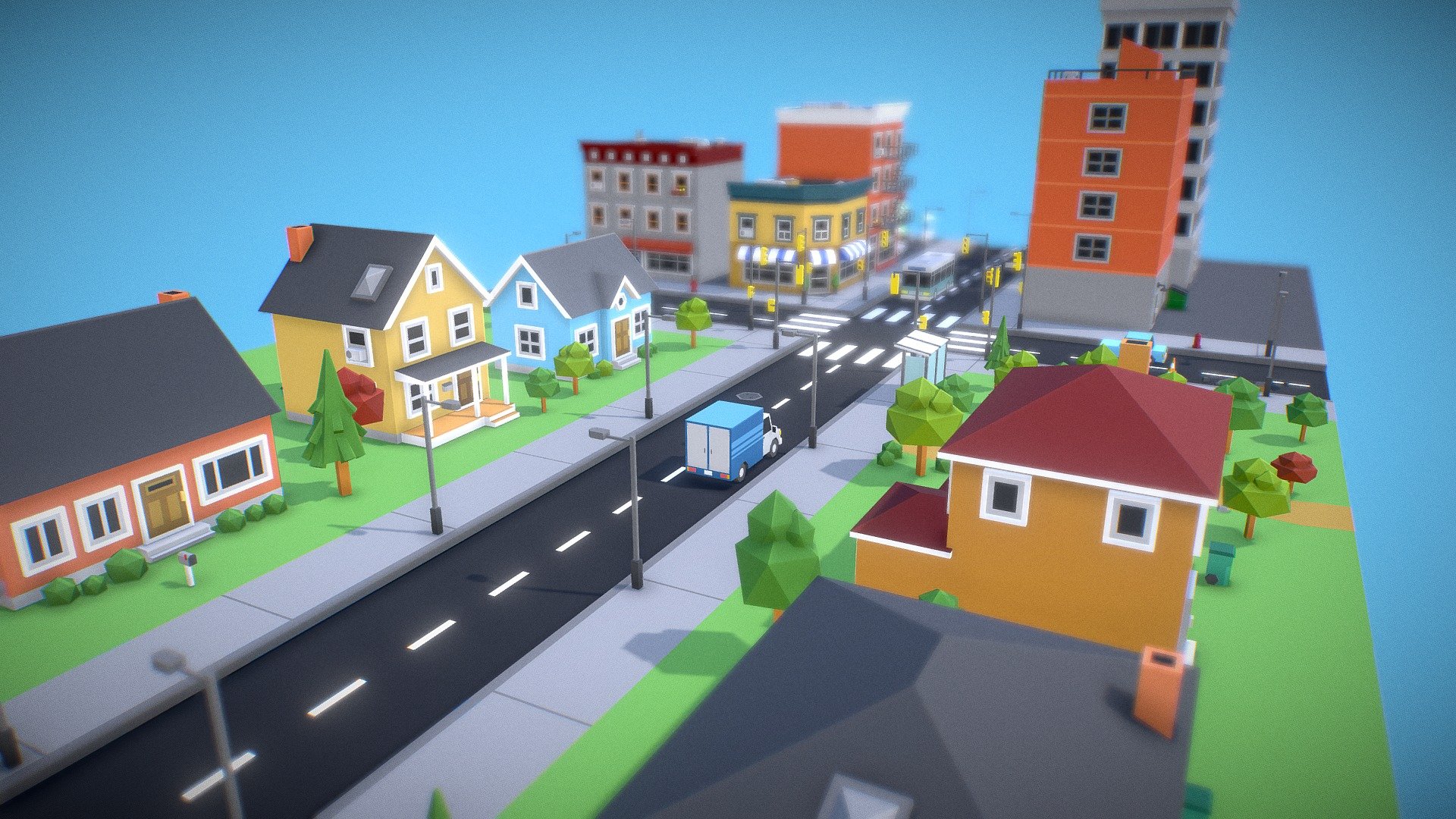 Low poly city block - 3D model by olegr1 [4010aa6] - Sketchfab