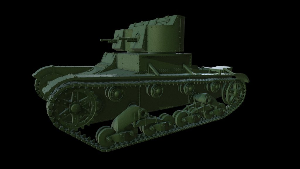 T-26 (1931) Soviet light tank twin turret - 3D model by ngauge.es ...