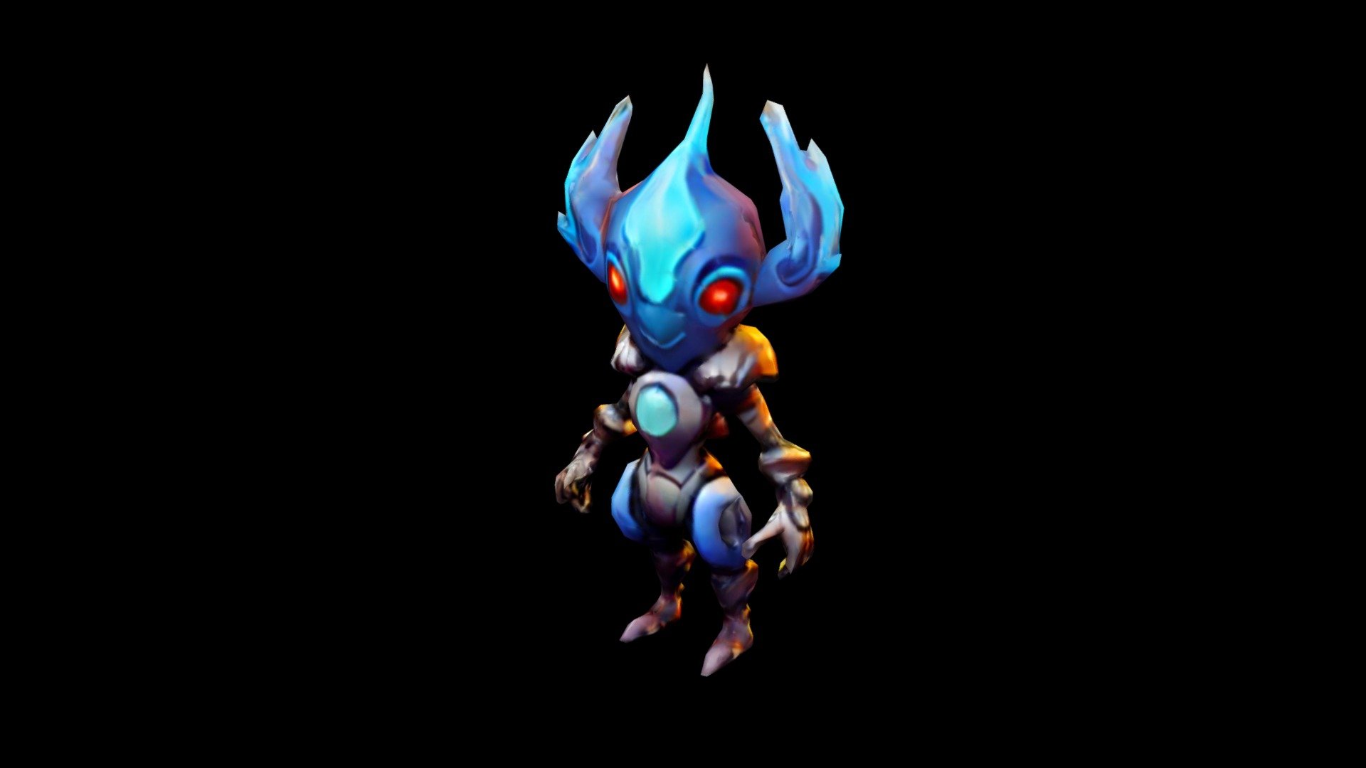 a cartoon character with a blue head and red - Download Free 3D model ...