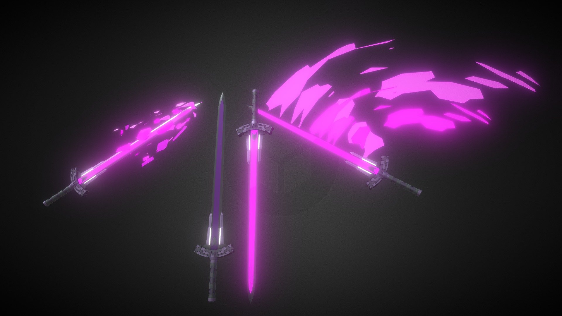 Dark Magic Sword Set Purple - Download Free 3D model by KenShi ...