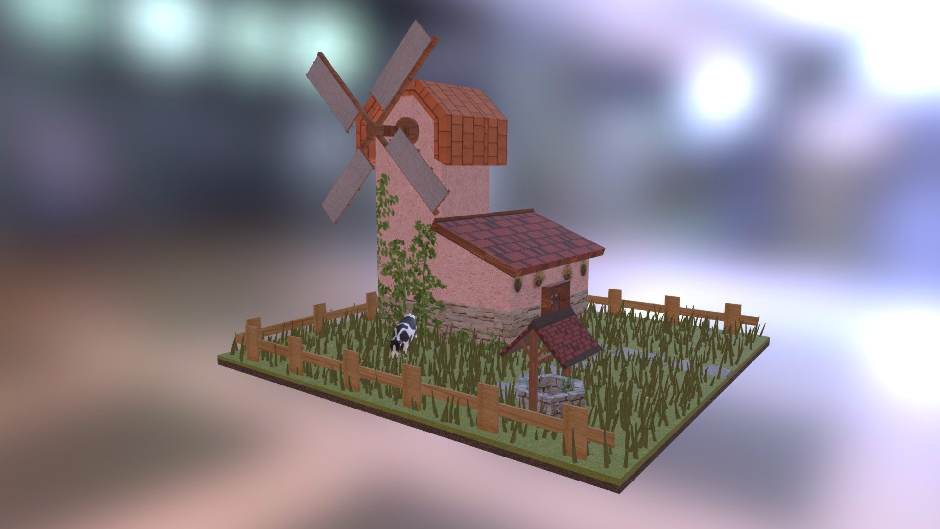 cow and the windmill - 3D model by nminnn [40458a0] - Sketchfab