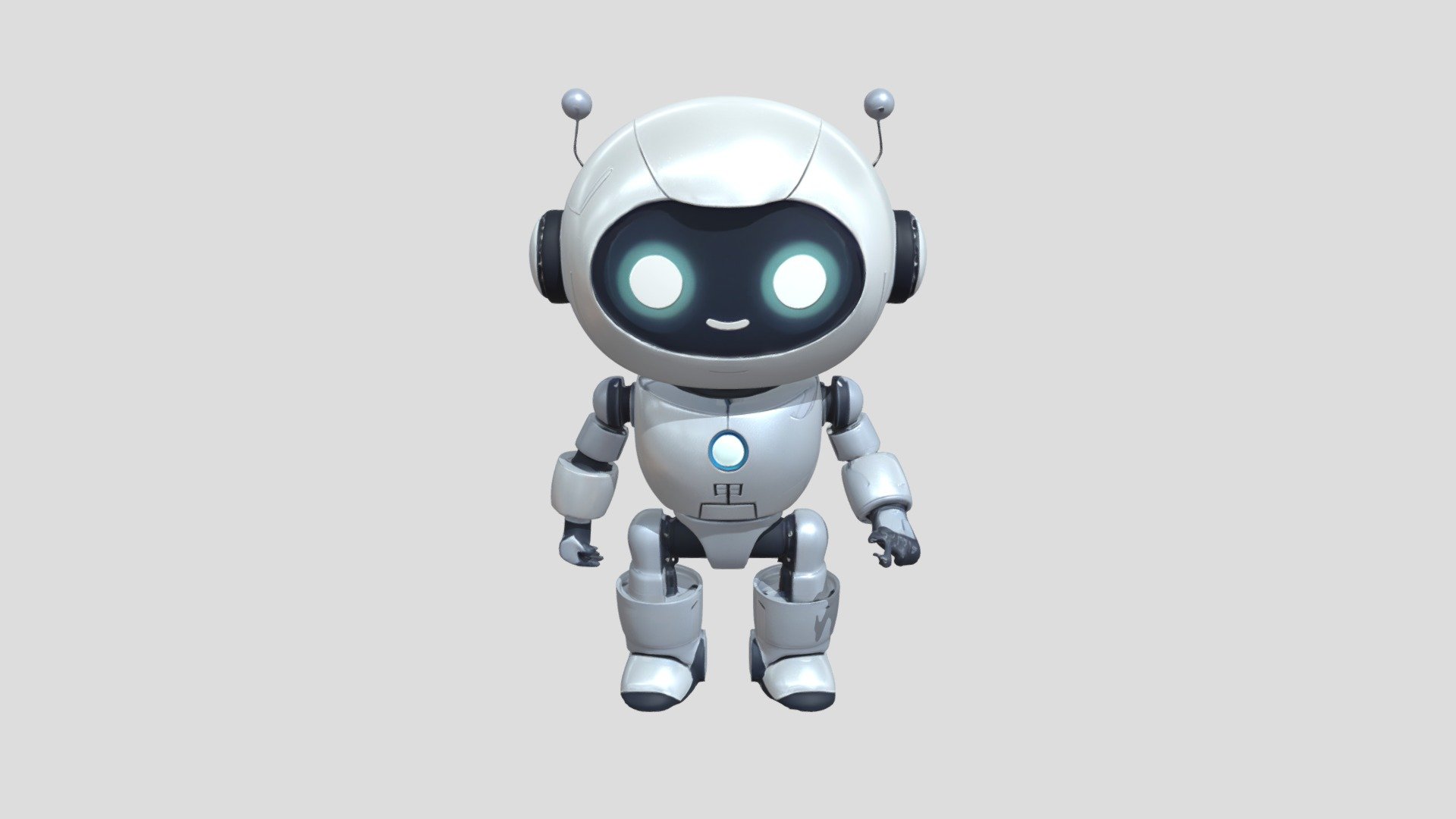 Cute humanoid robot figure wearing white shiny - 3D model by Zizlik ...