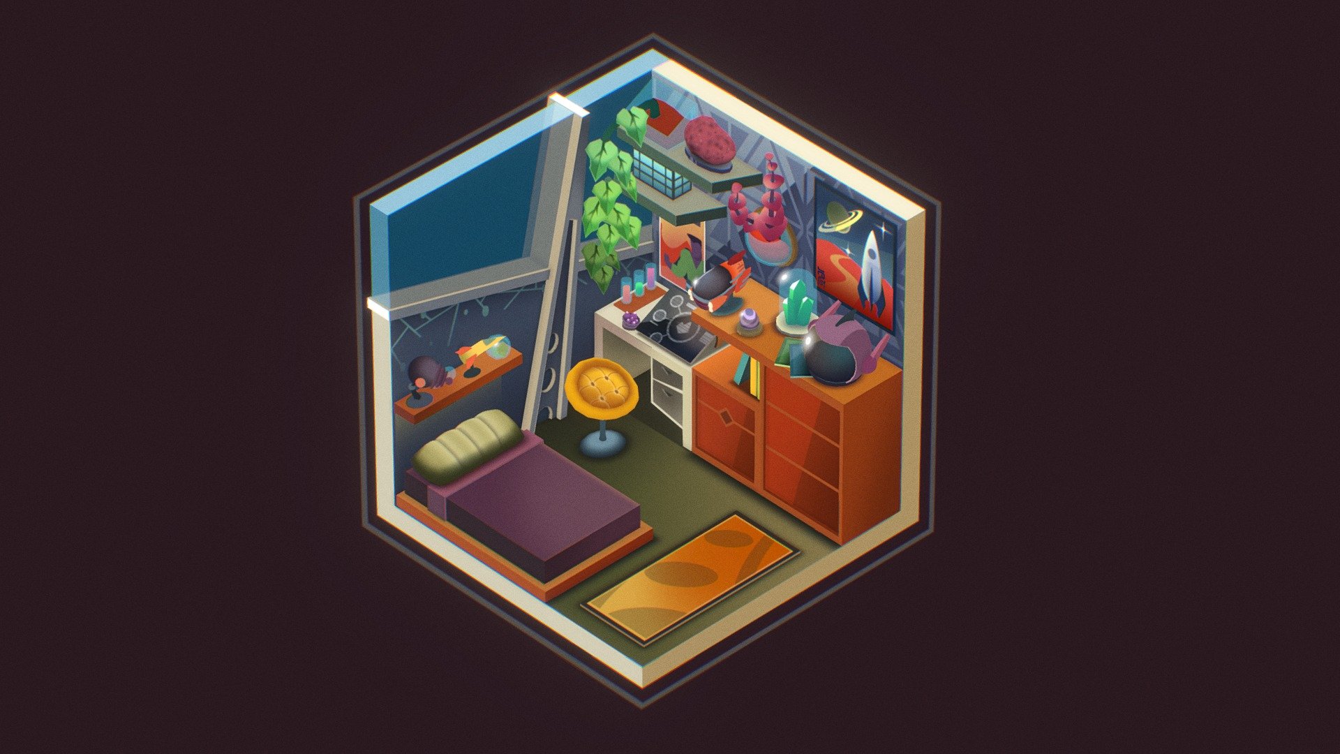 Retro Scifi Room - 3D model by Lerato (@leratosemmelink) [4081cbe ...