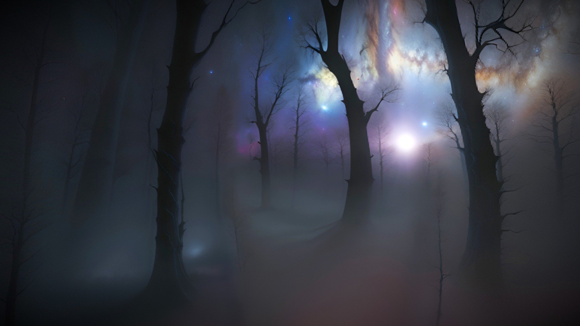 creepy misty forest with stars, skybox - Buy Royalty Free 3D model by ...
