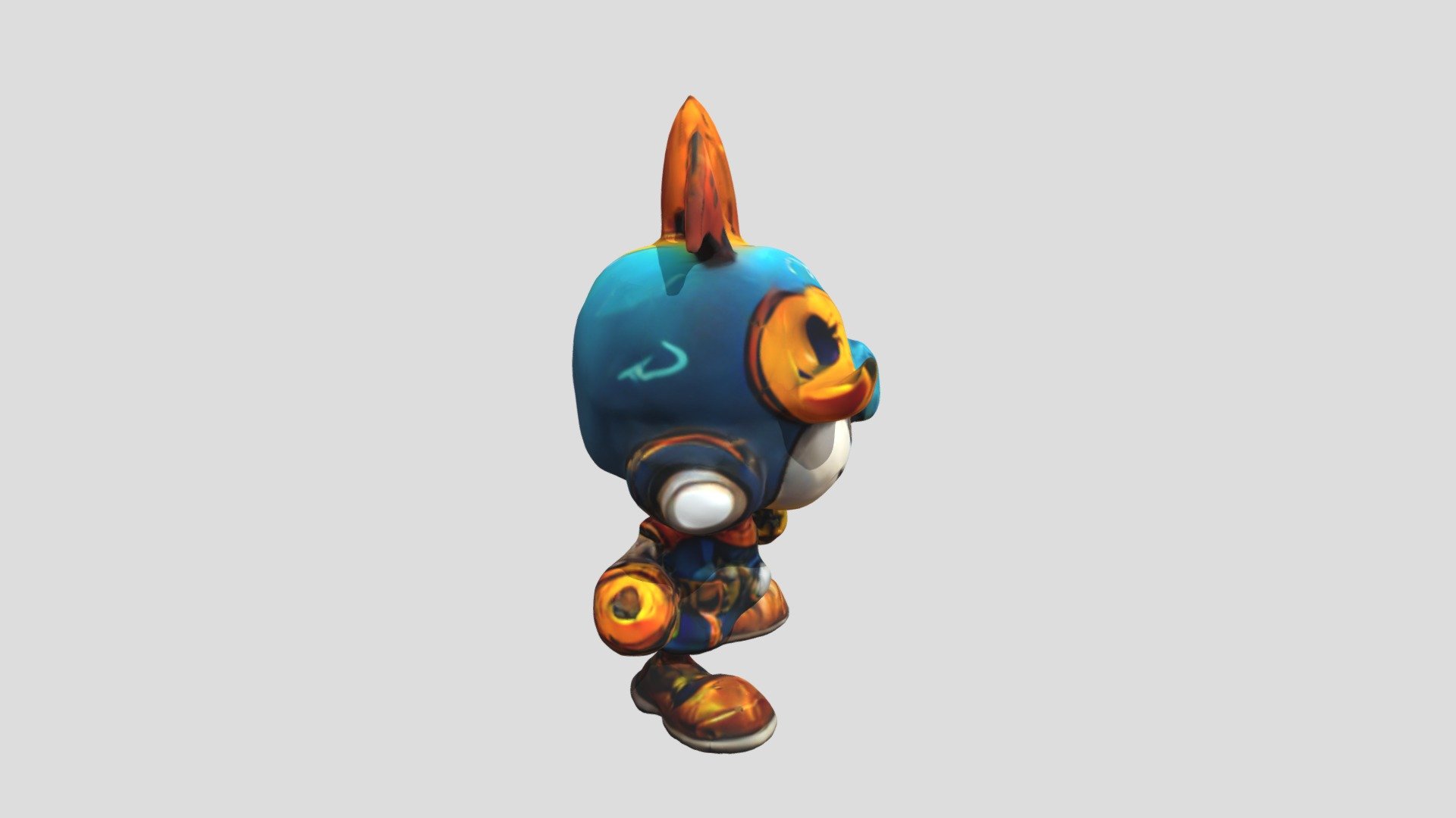 a cartoon character wearing a blue helmet and - Download Free 3D model ...