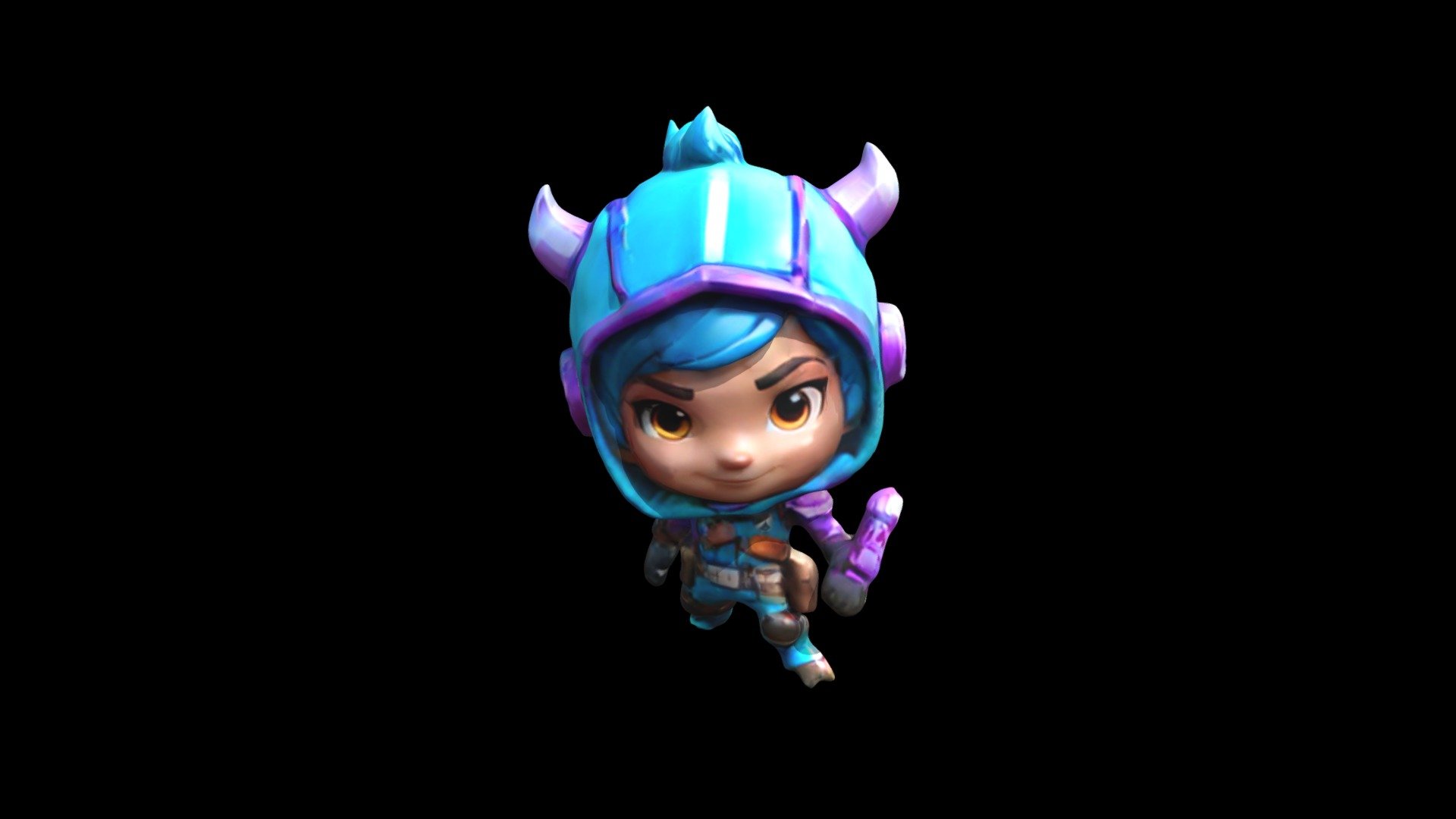 A vibrant animated character with purple horns a - Download Free 3D ...